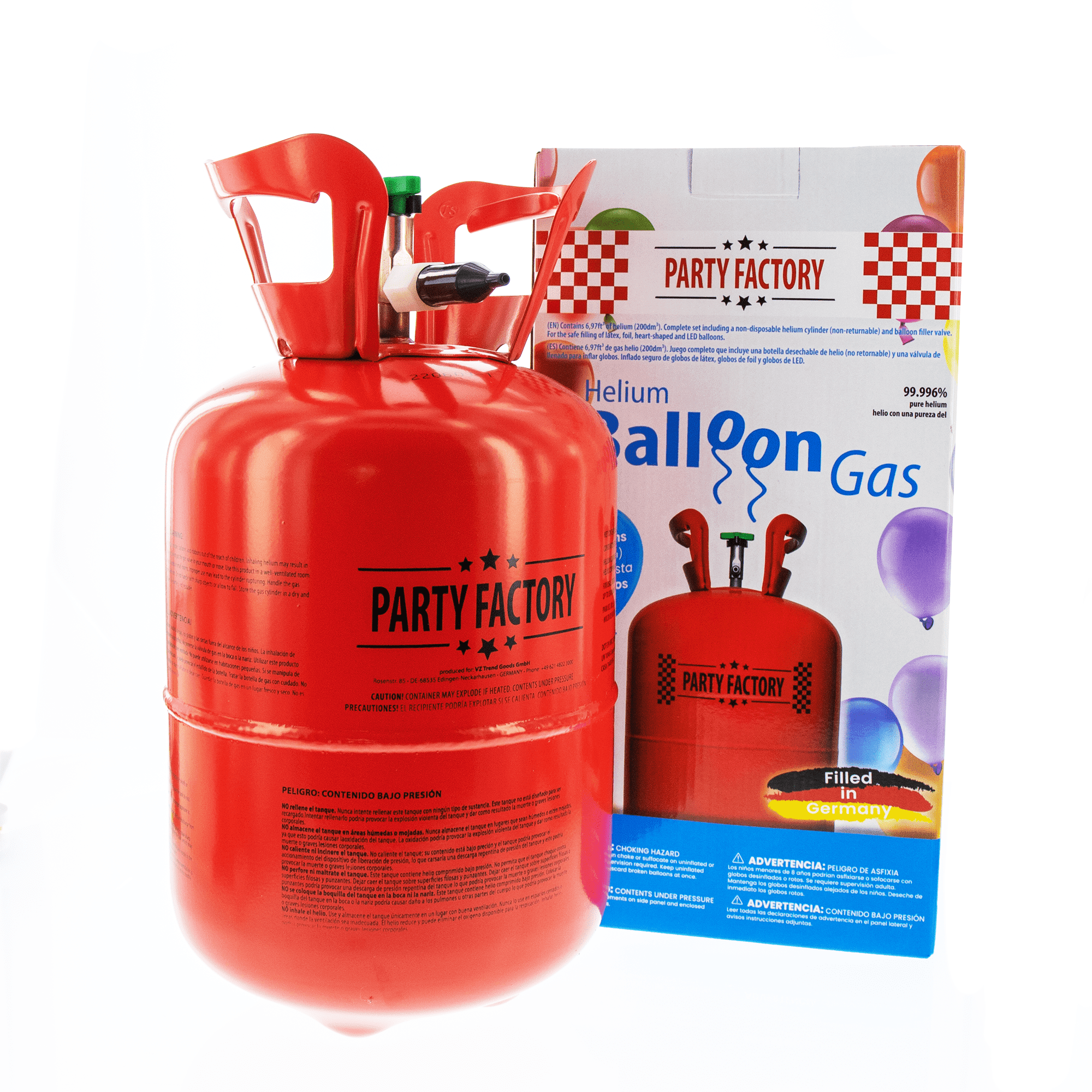 Party Factory Helium Tank 7 cu. ft. for up to 30 Balloons Disposable and Recyclable