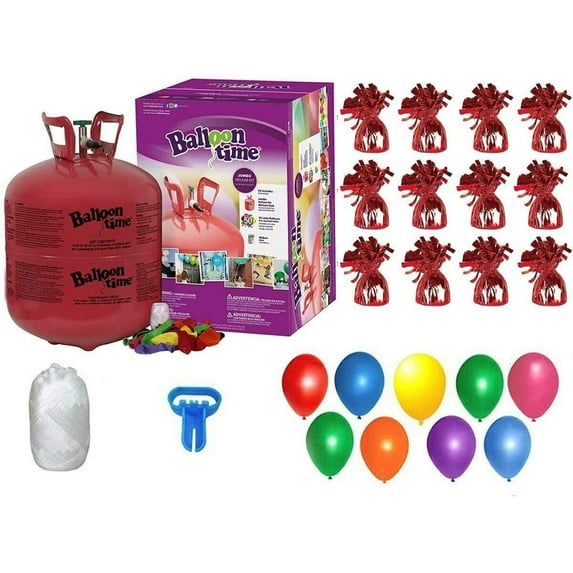 Helium Tank with 50 Balloons and White Ribbon + 12 Weights + Balloon ...