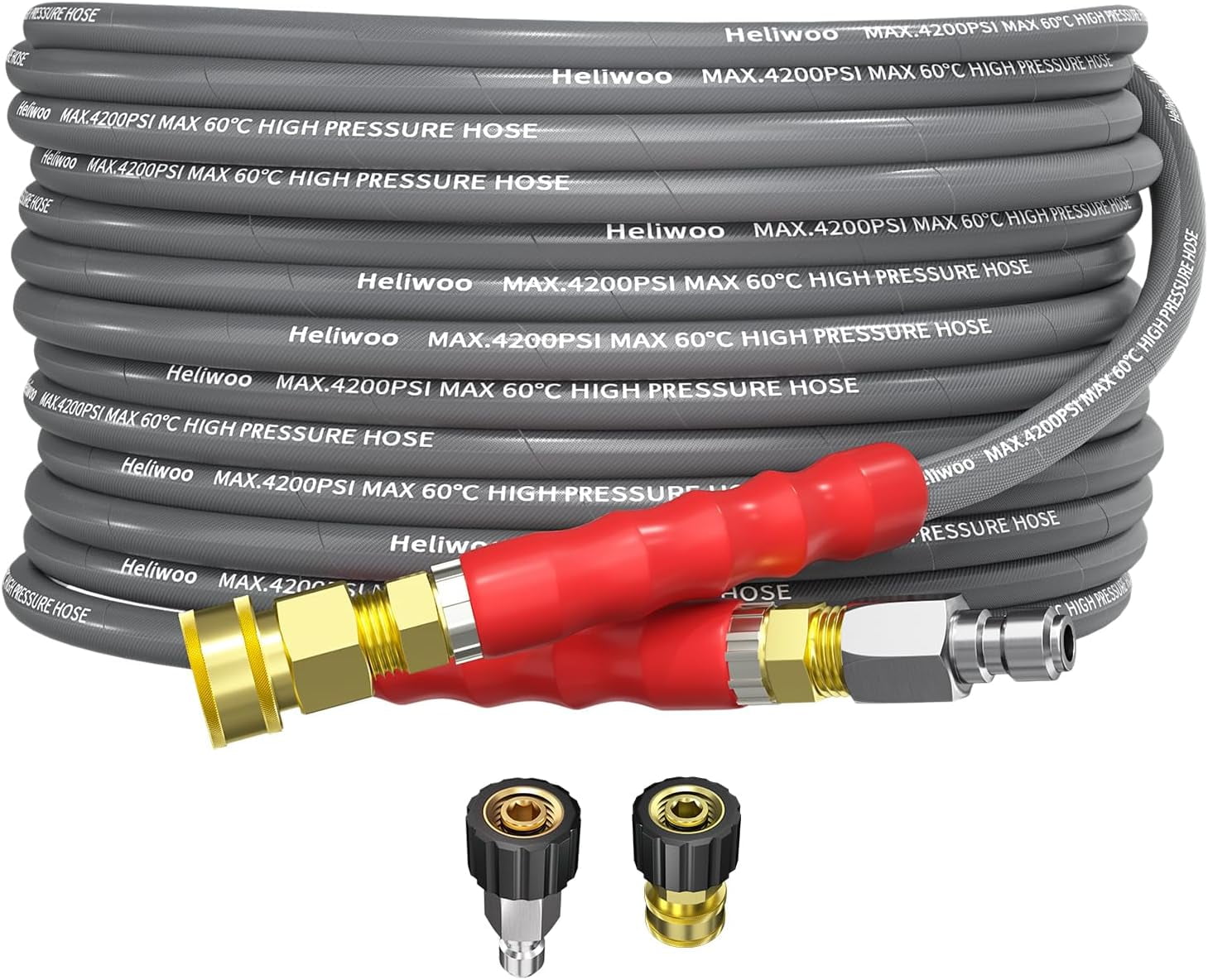 Heliwoo 25FT Pressure Washer Hose 4200PSI High Tensile Wire Braid Kink ...