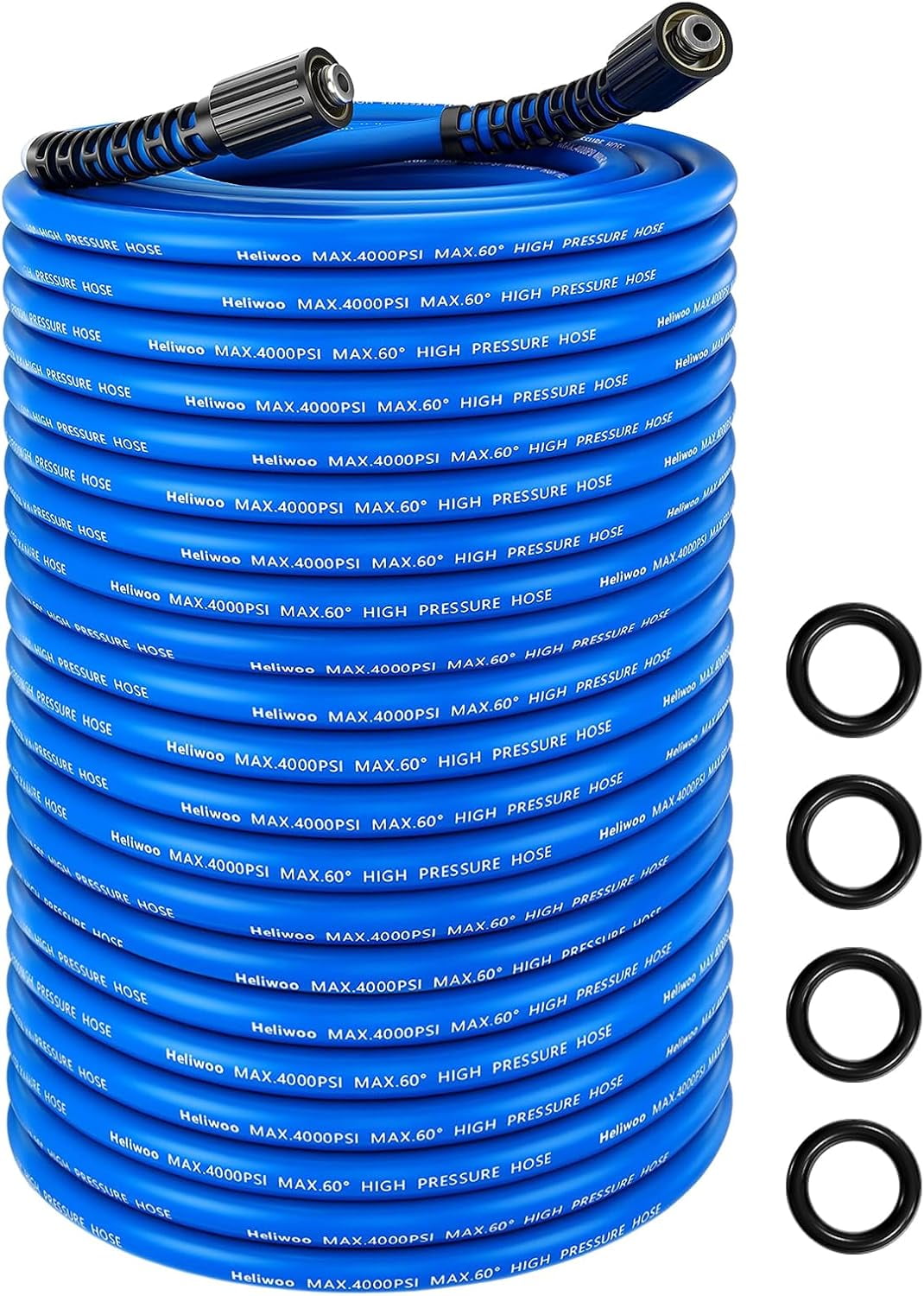 Heliwoo Flexible Pressure Washer Hose 100FT X 1/4", Kink Resistant Max ...