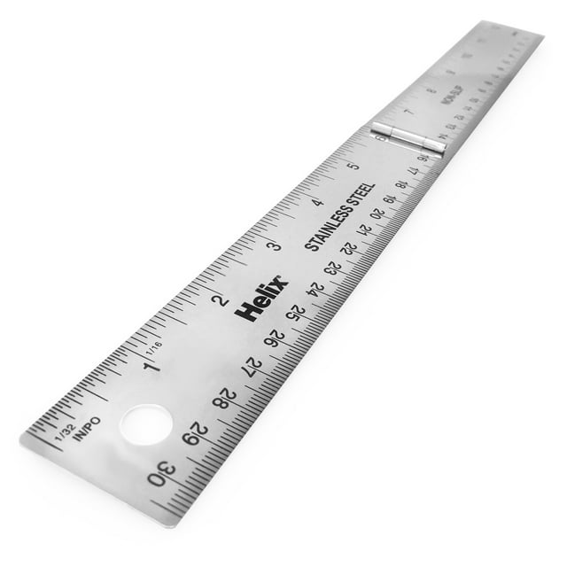 Helix Folding Ruler - Silver Metal, Length 30cm / 12 inch, with Non ...