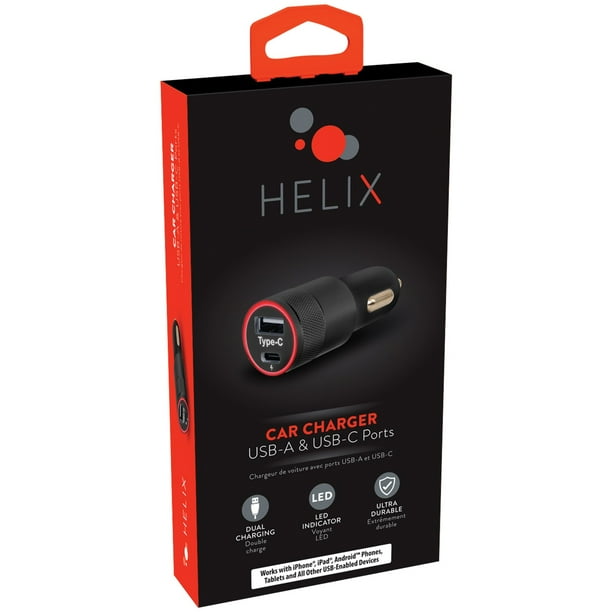 Helix ETHCCHGC Car Charger With USB-A And USB-C Ports - Walmart.com
