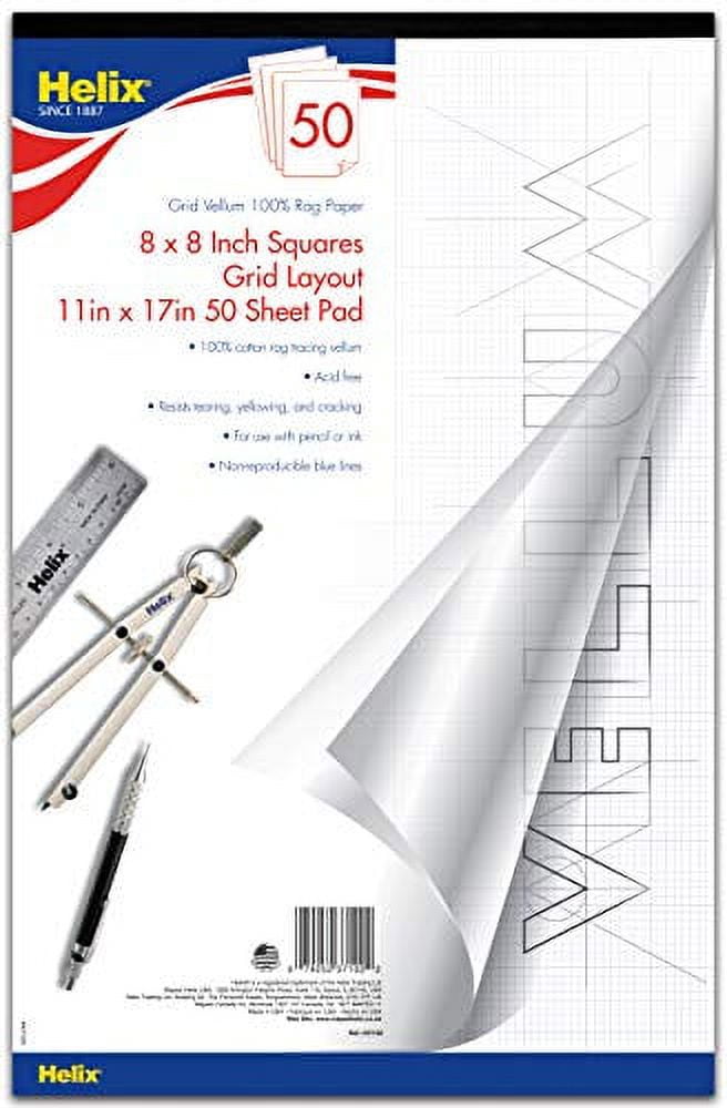 Helix Grid Vellum Paper Pad - 8 x 8, 11" x 17" - Walmart.com