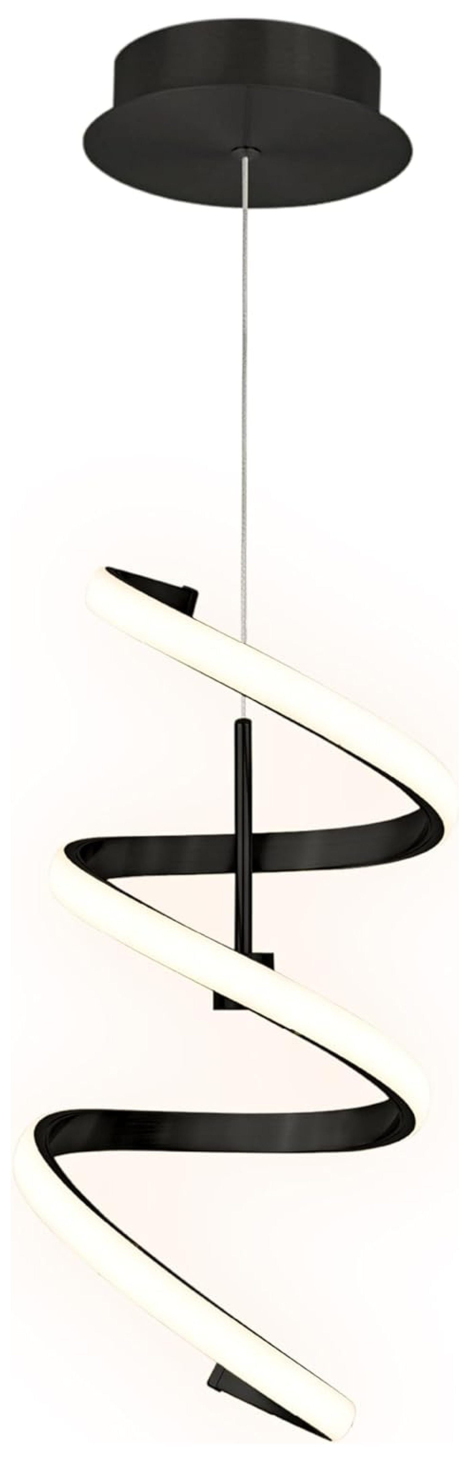Helix LED Pendant Light Matte Black Spiral, Dimmable 950 Lumens 3000K ...