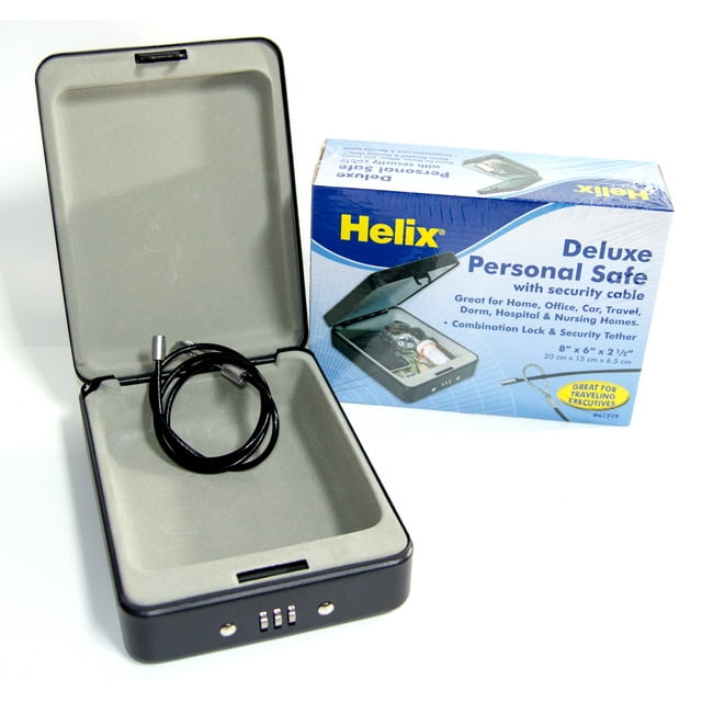 Helix Personal Safe, Combination Lock, Black Exterior with Lined ...
