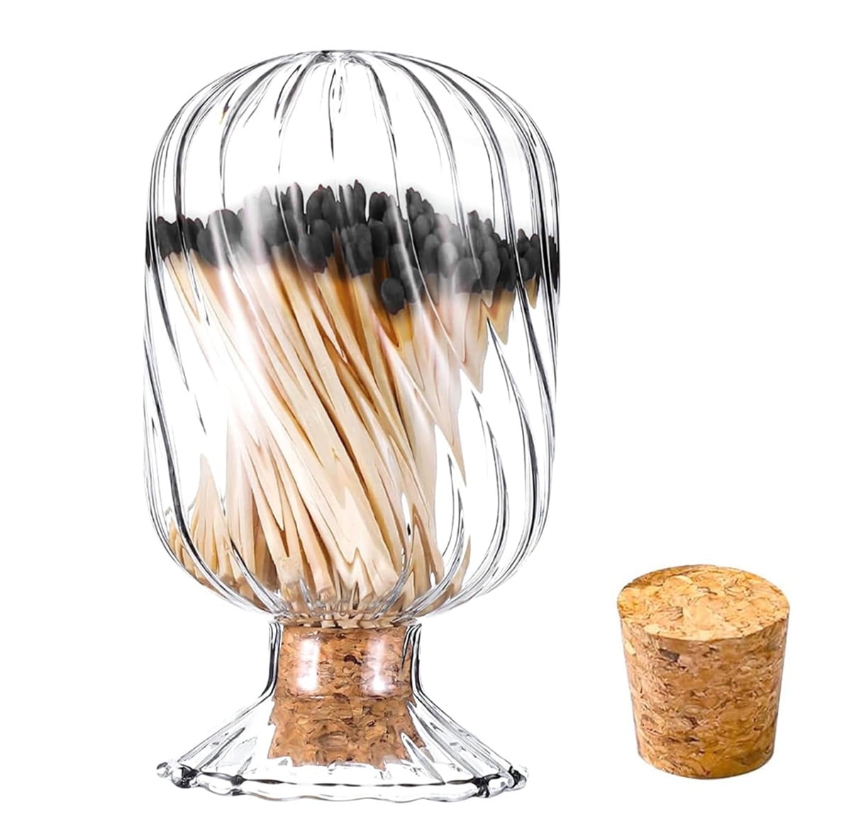 Helix Shaped Match Holder,Bexikou Glass Matches Cloche for 3.5 Inch ...