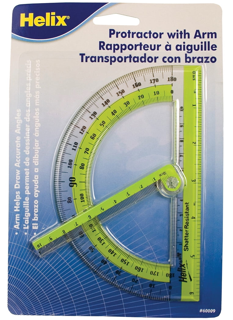 Helix Swing Arm 6" Protractor, Plastic, Assorted Colors, 10 per Box ...