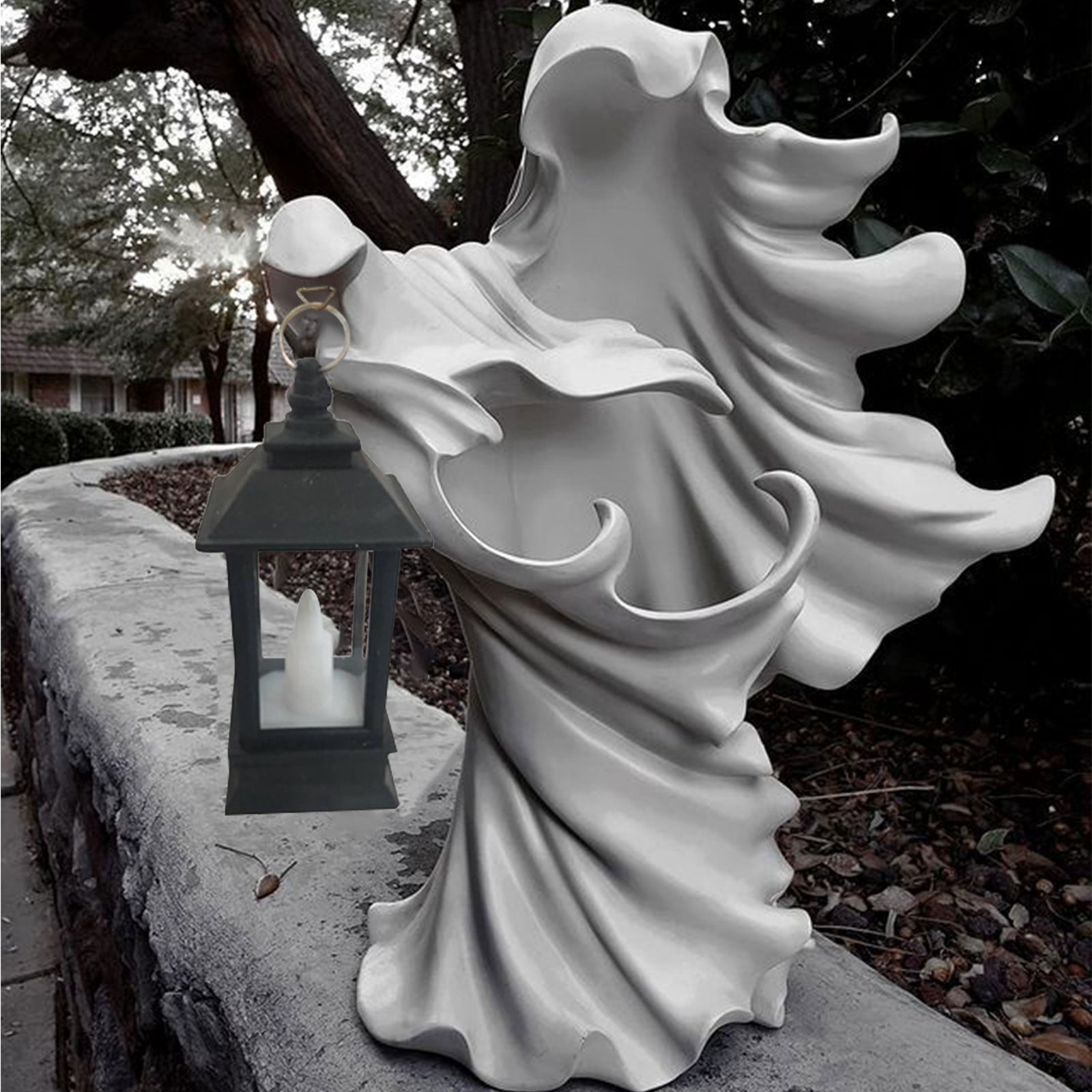 Hell Messenger Holding Lamp Ornament, Solar-Powered Model, Halloween ...