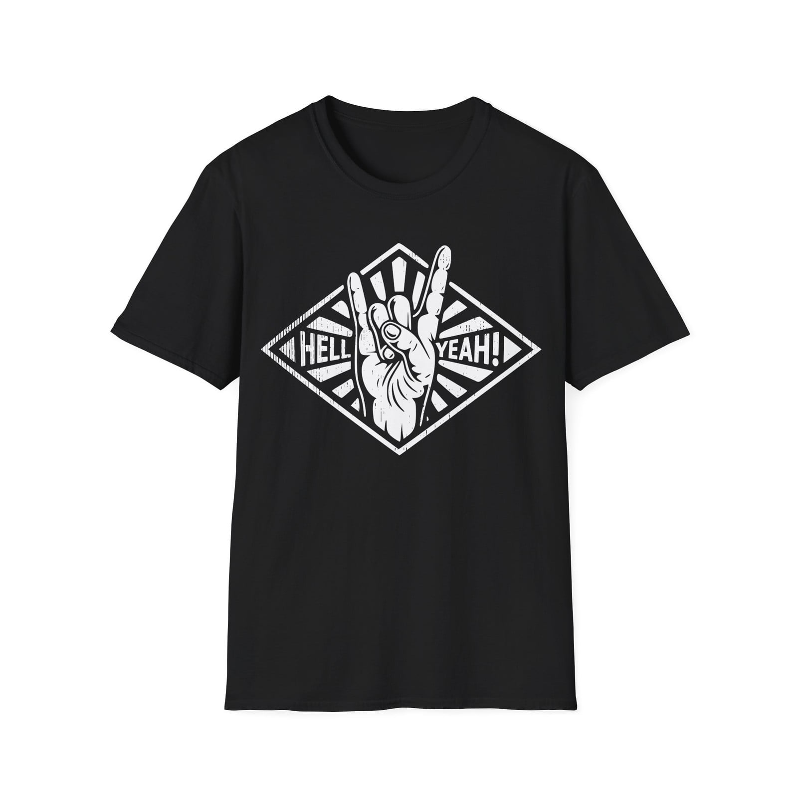 Hell Yeah T-Shirt, Heavy Metal Hard Rock Tee, Funny Slogan Top, Finger ...