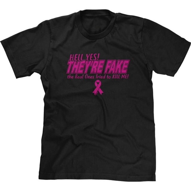 Hell Yes Theyre Fake Breast Cancer Awareness Pink Ribbon Warrior Cure