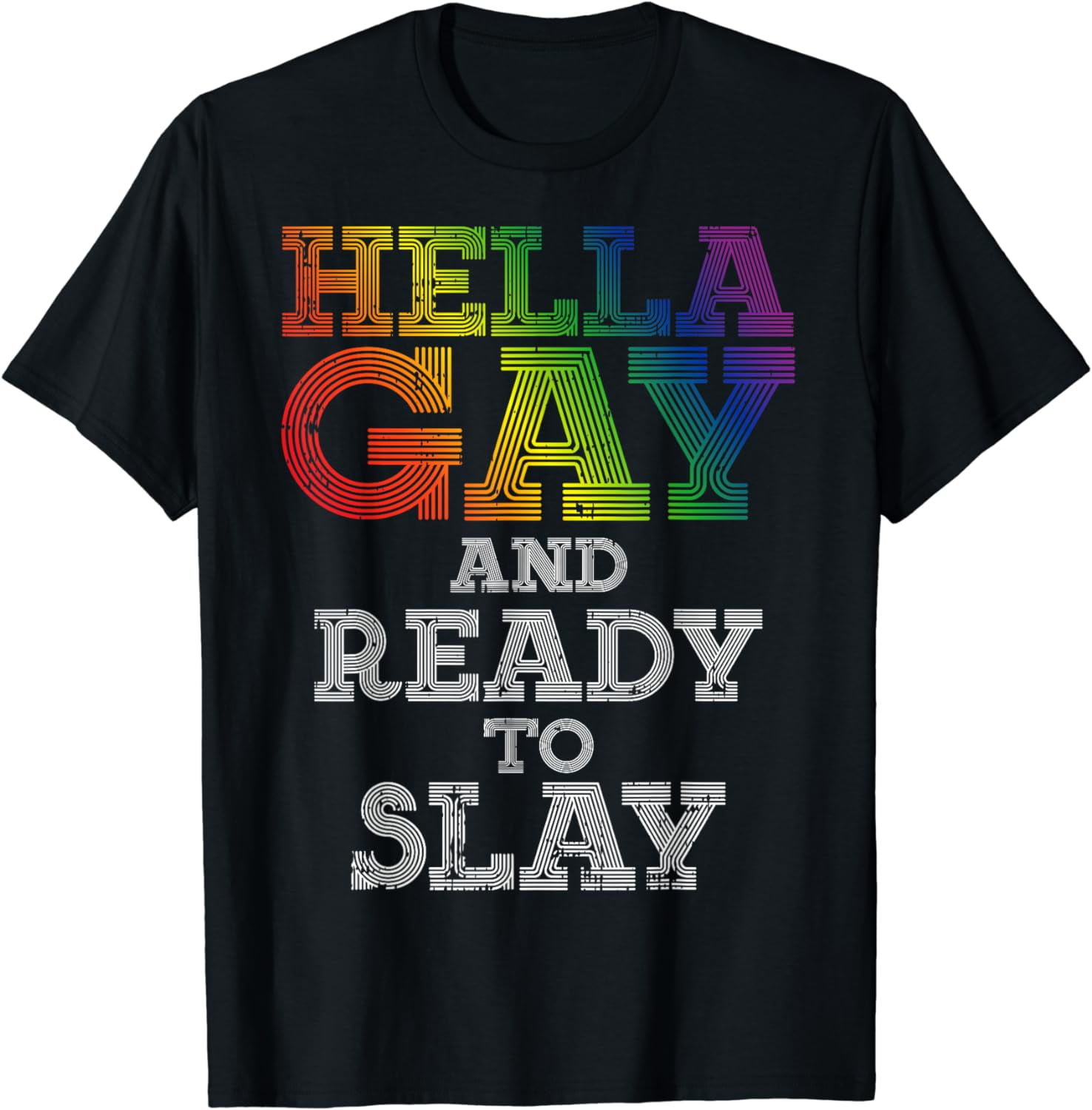 Hella Gay Saying Rainbow Pride Flag LGBTQ Cool LGBT Gift T-Shirt ...