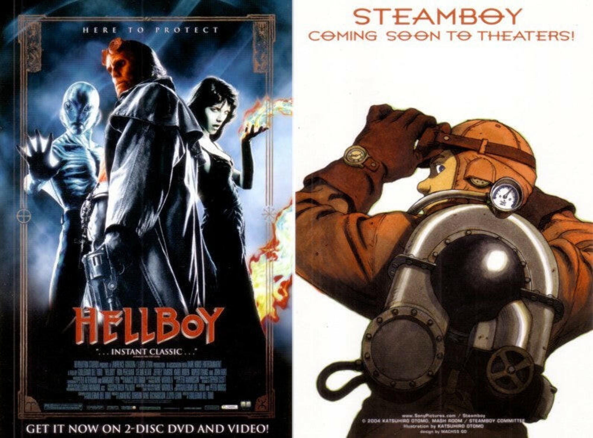 Hellboy and Steamboy movie 2004 4x6 2 sided promo card (Ron Perlman ...