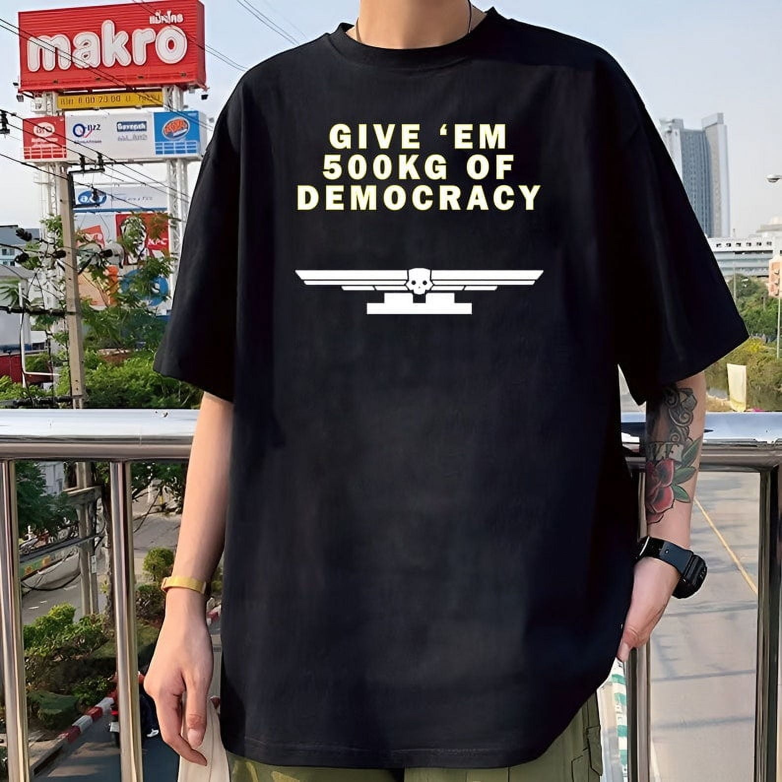 Helldivers 2 500KG Democracy Shirt Divers 2 Funny Tee Gamer T-Shirt Malevelon Creek Graphic Hell ...