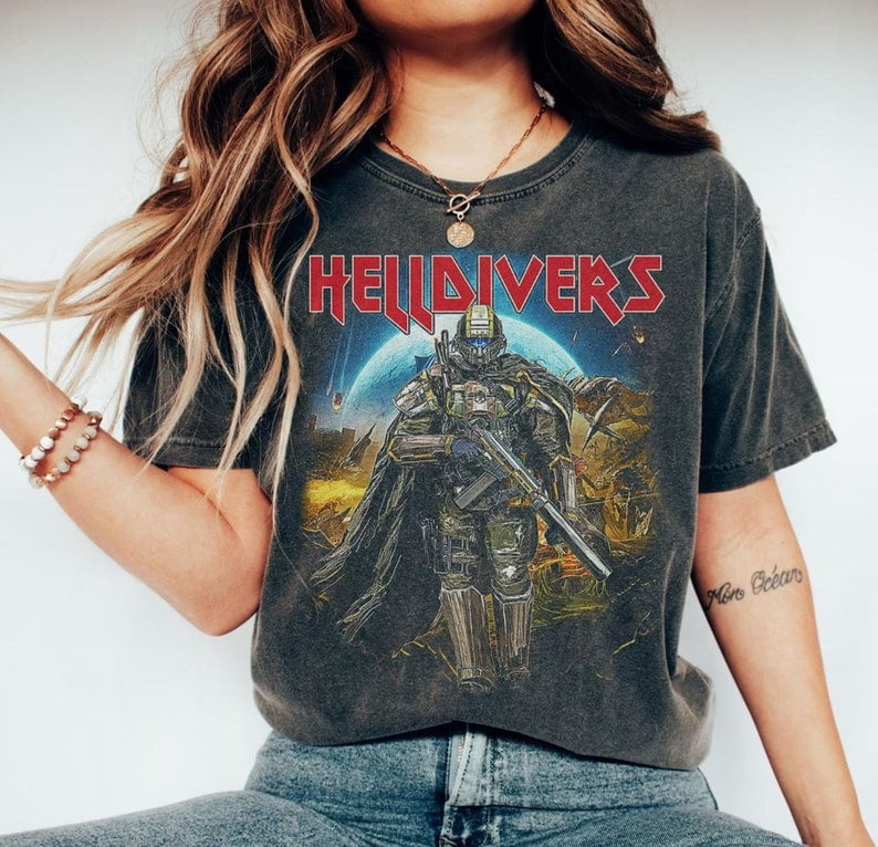 Helldivers 2 Skull Comfort Colors Shirt, Helldivers 2 T-Shirt, Hell Divers 2 Shirt, Helldivers 2 ...
