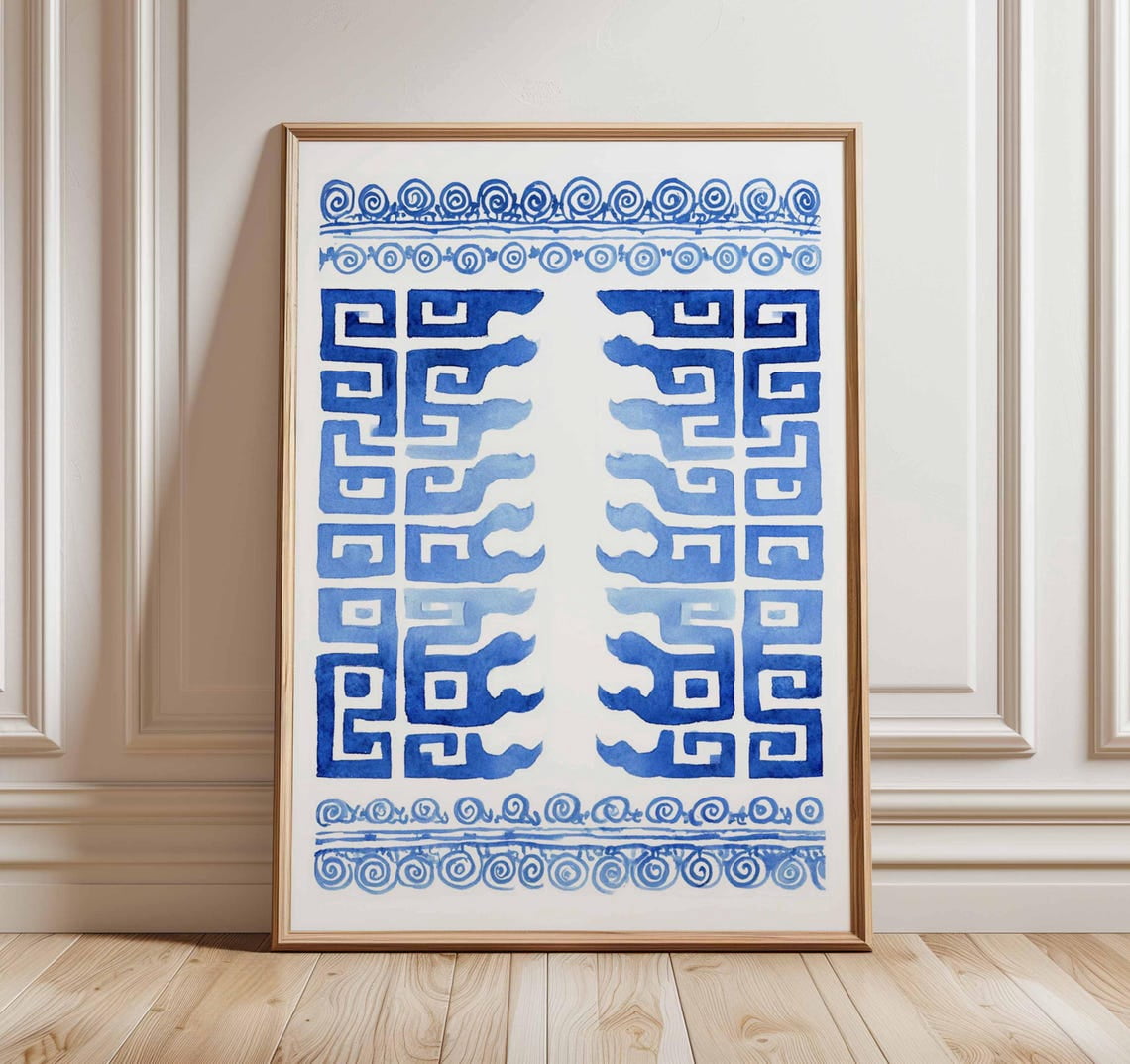Hellenic Blue Pattern Poster, Unframed Paper Poster 11x14in - Walmart.com