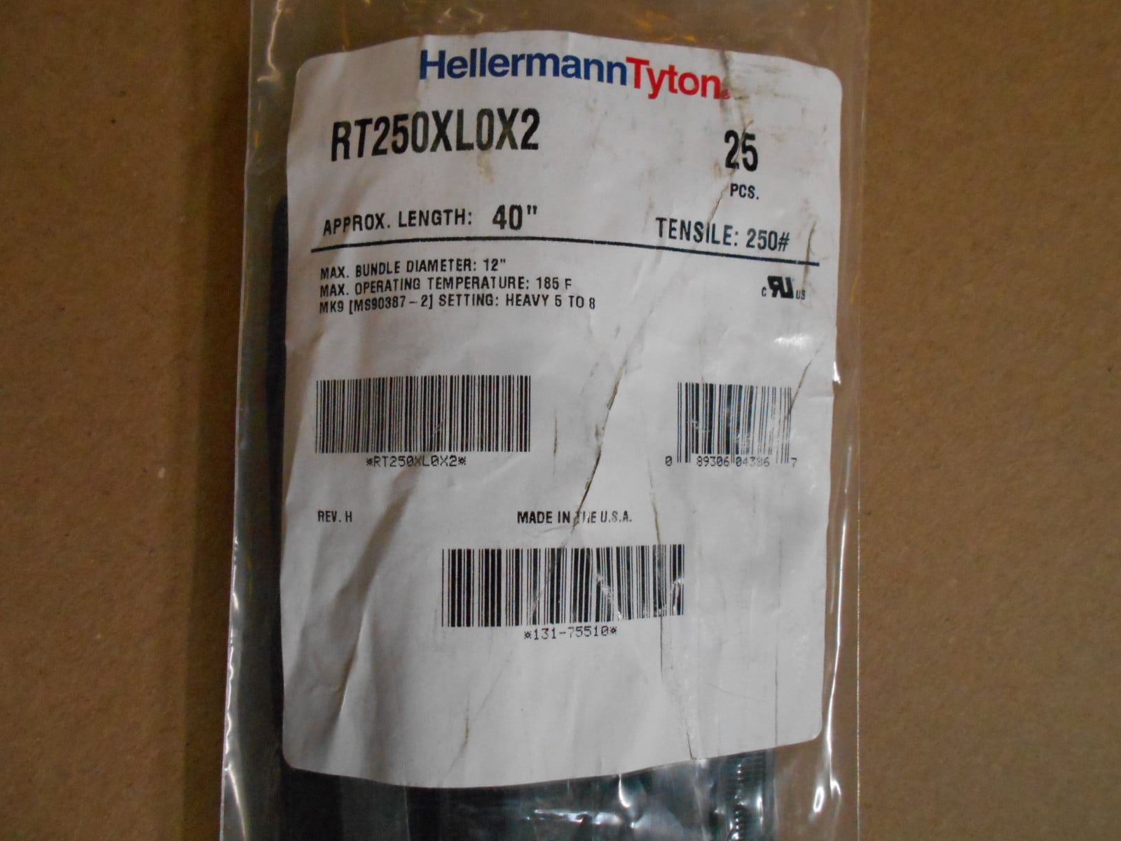 Hellermann Tyton RT250XL0X2 Releasable Cable Tie, 40.6" Long 250pcs - Walmart.com