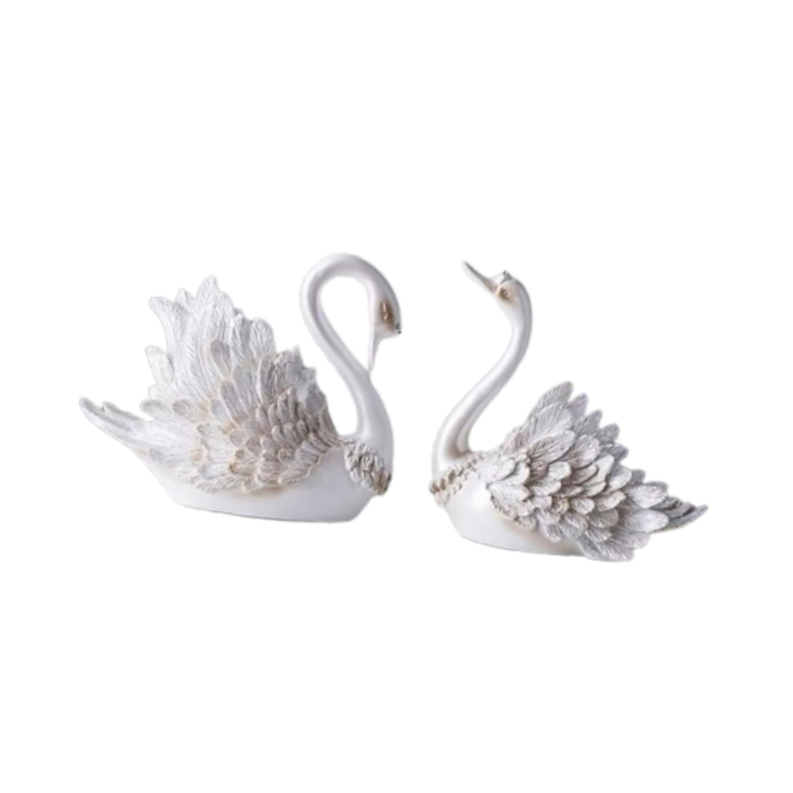 Hellery 2 Pieces Swan Figurine Couple Swan Statue, Home Decor ,Desktop ...