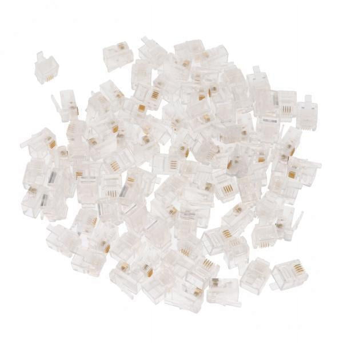 Hellery 2x100Pcs RJ11 RJ-11 6P4C Modular Plug Telephone Cord Connector ...