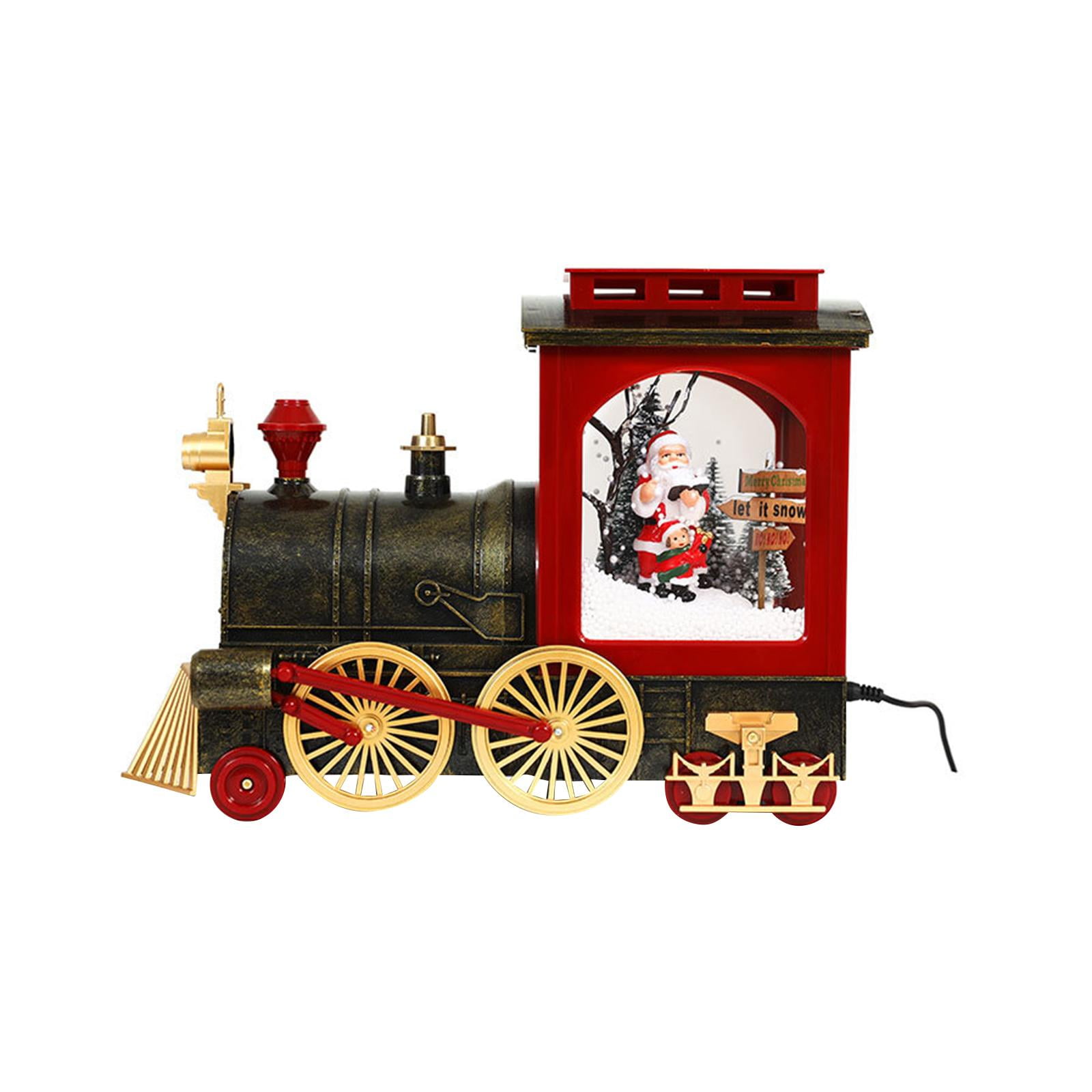 Hellery Christmas Train Ornament Musical Lighted Train Statue Figurine ...