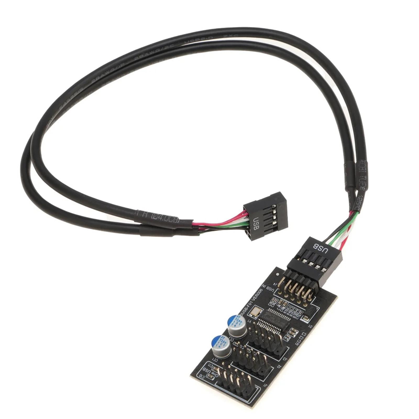 Hellery Connector Cable Motherboard USB 2.0 9 Pin Header Extension Hub ...