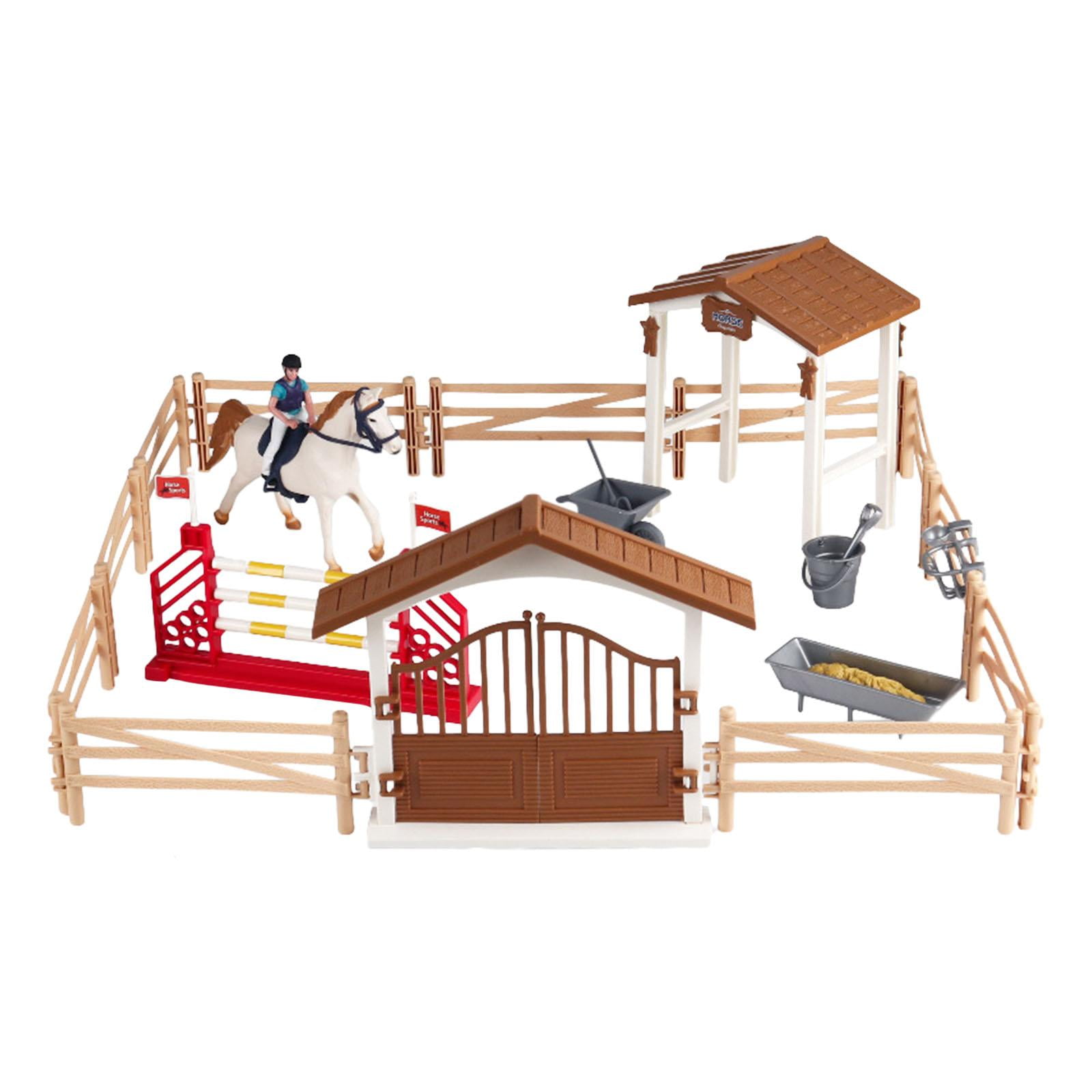 Hellery Horse Stable Figurine Playset Equestrian Toy Set s with ...