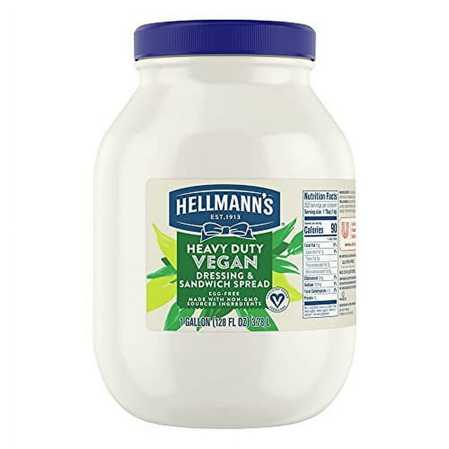 Hellmann's Heavy Duty Vegan Mayonnaise Jar, Creamy Plant Based Mayo ...