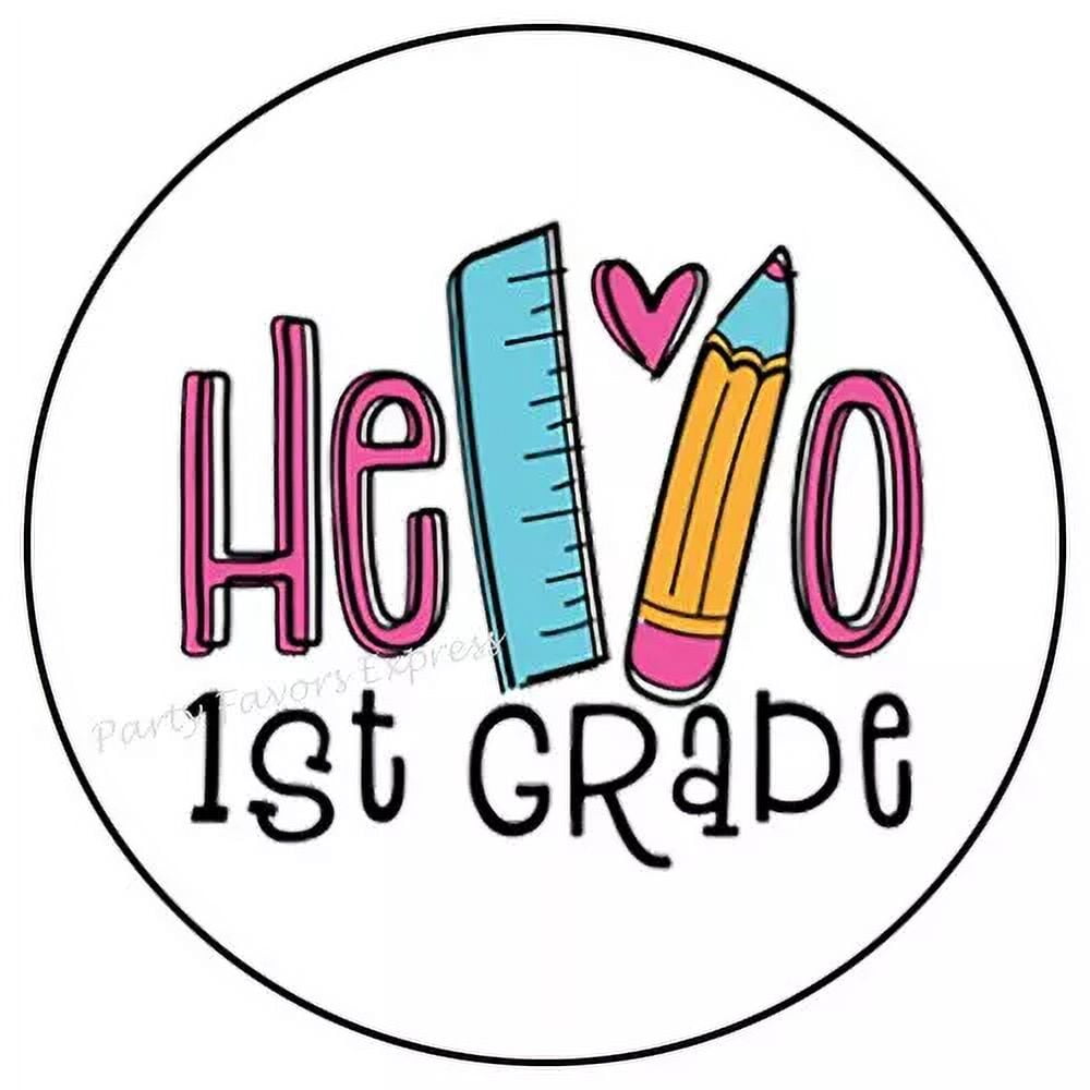 Hello 1St First Grade School Sticker Party Favors Sticker Envelope ...