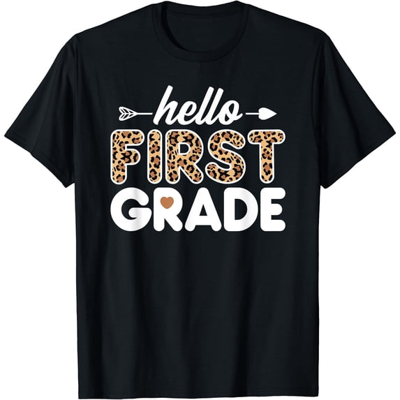 Hello 1St Grade Leopard Print First Grade Teacher T-Shirt - Walmart.com