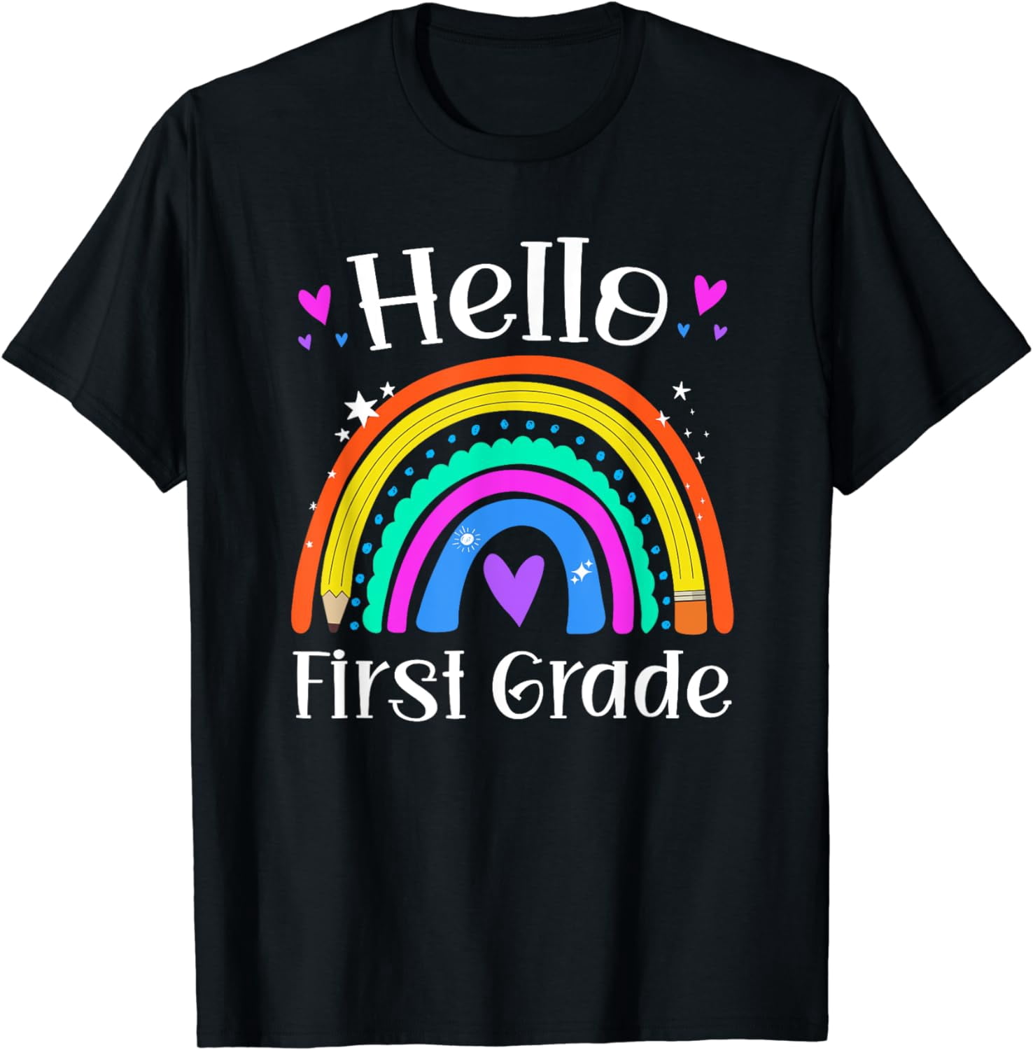 Hello 1st Grade Teacher Rainbow First Grade Back To School T-Shirt ...