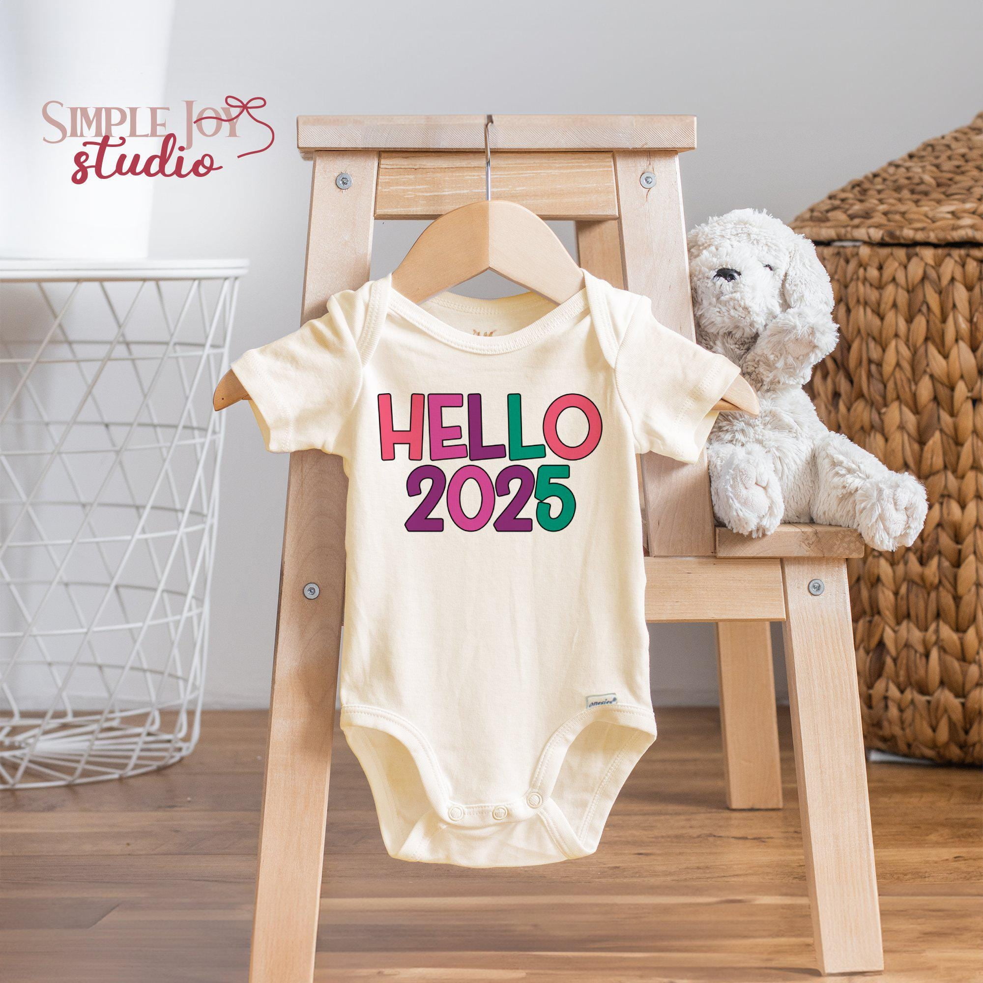 Hello 2025 Baby Onesie, Cute Baby Announcement Outfit, Funny Baby ...