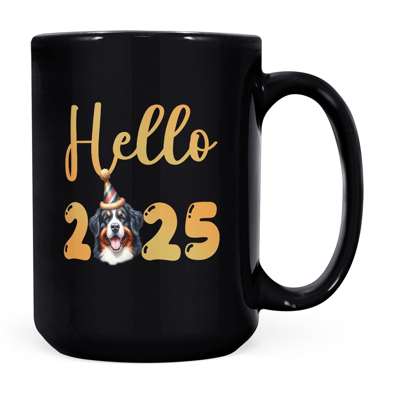 Hello 2025 Bernese Mountain Dog Celebrates Happy New Year Firework ...