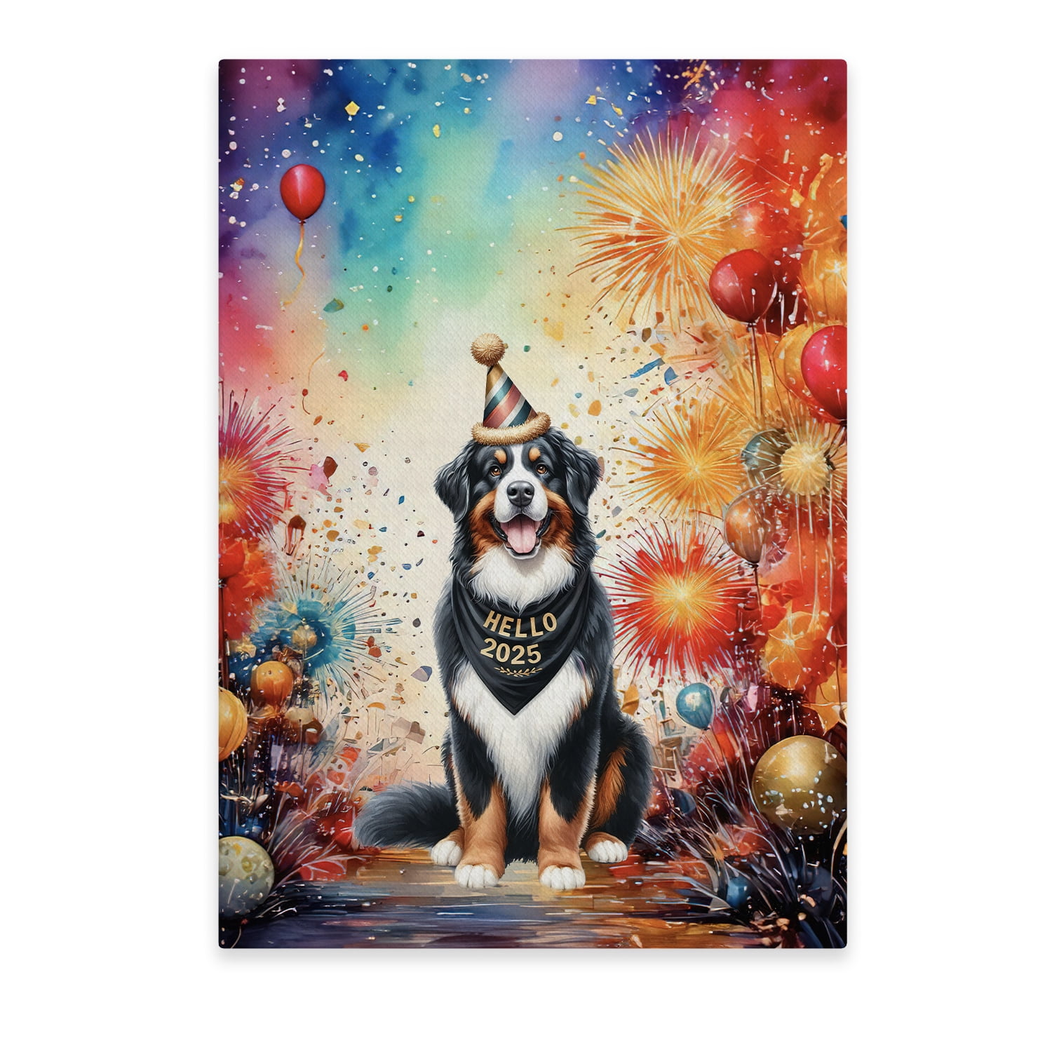 Hello 2025 Bernese Mountain Dog Celebrates Happy New Year Firework ...
