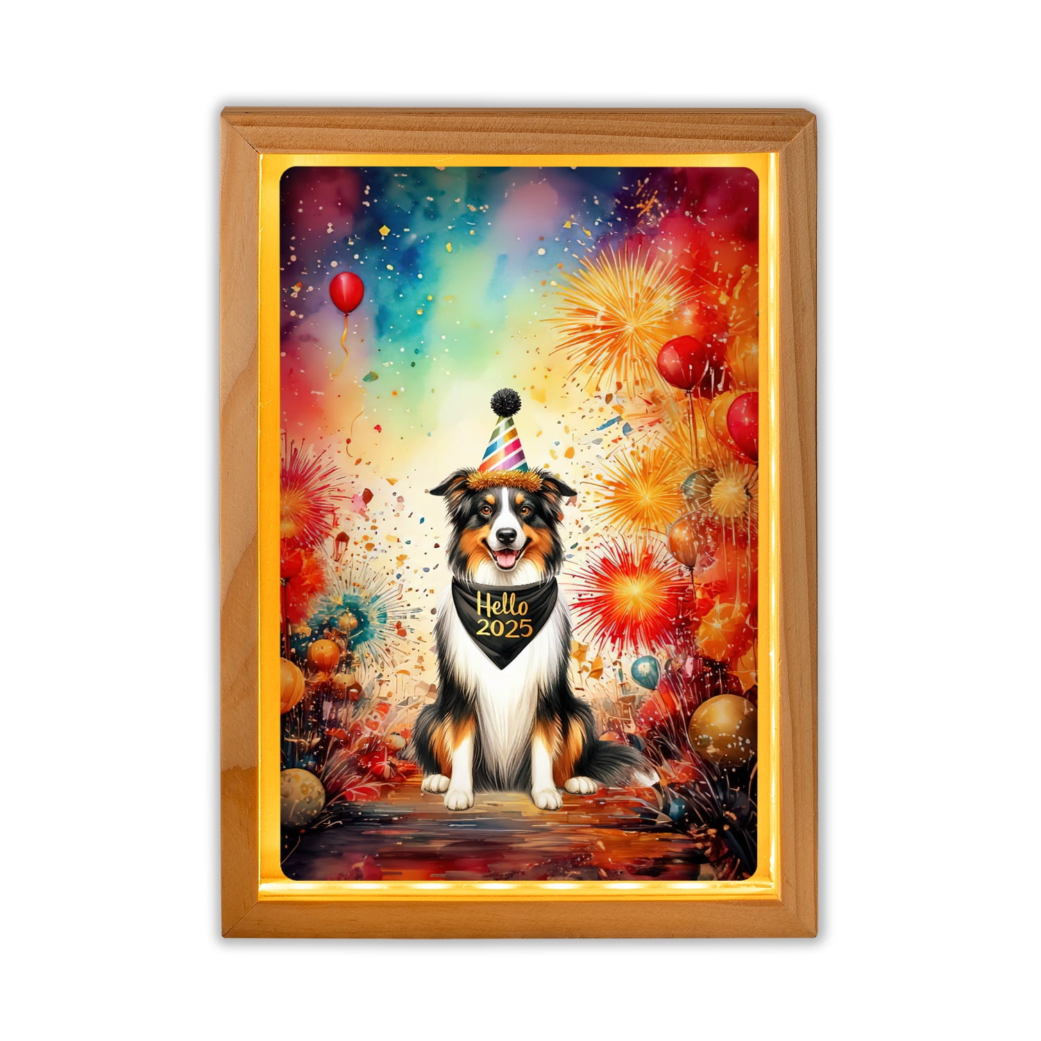 Hello 2025 Border Collie Celebrates Happy New Year Firework Balloon ...