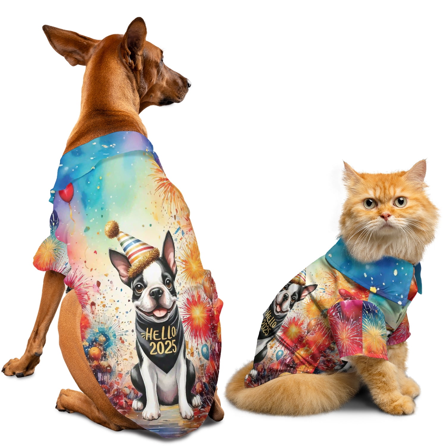 Hello 2025 Boston Terrier Celebrates Happy New Year Firework Balloon ...