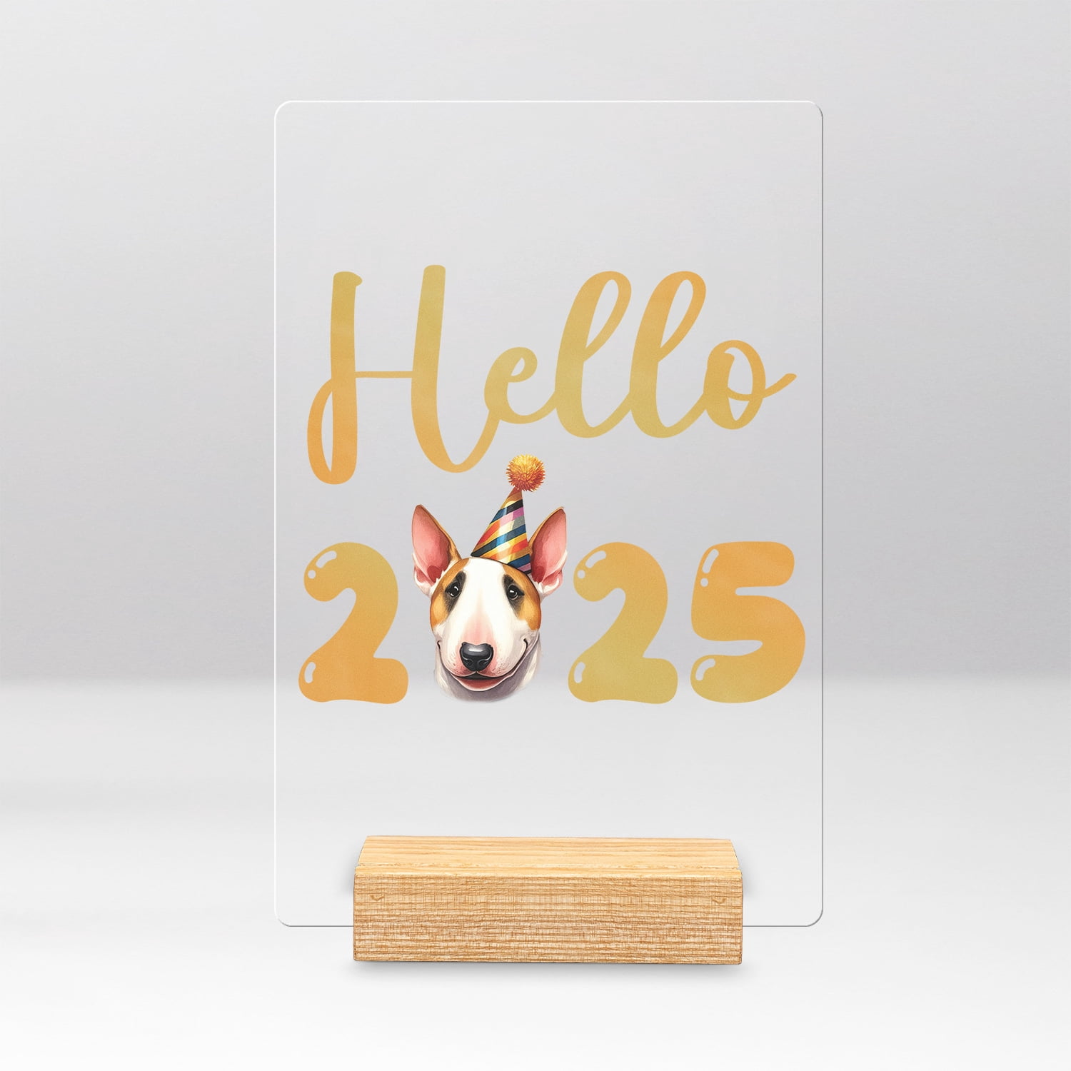 Hello 2025 Bull Terrier Celebrates Happy New Year Firework Balloon ...
