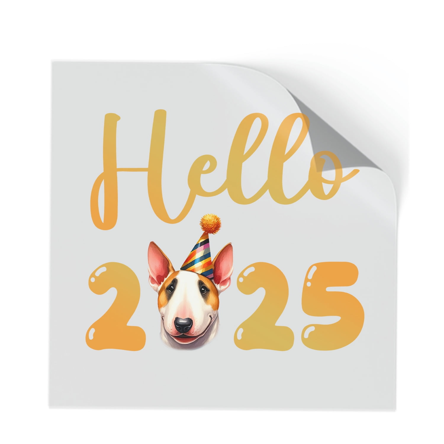 Hello 2025 Bull Terrier Celebrates Happy New Year Firework Balloon ...