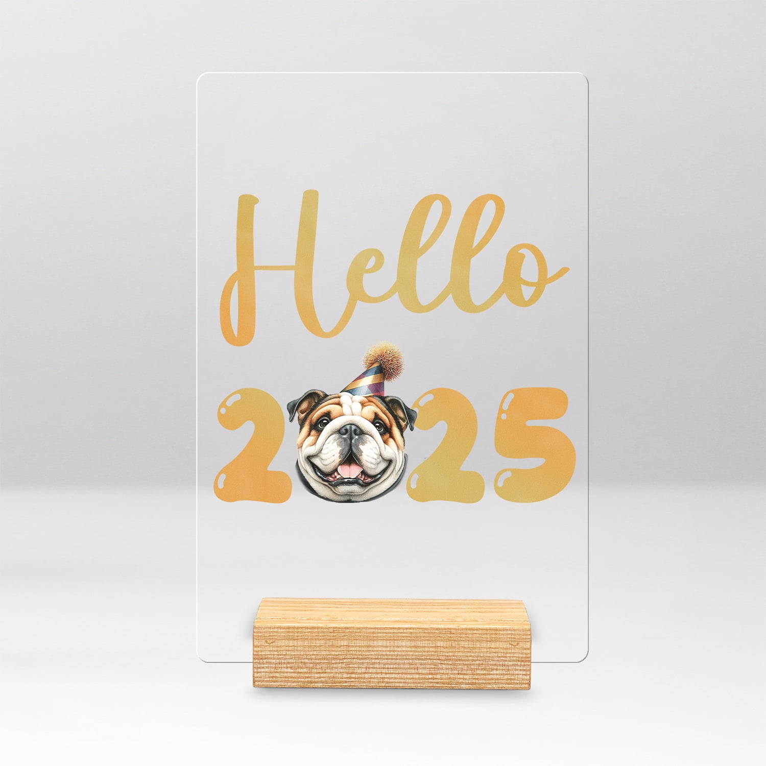 Hello 2025 Bulldog Celebrates Happy New Year Firework Balloon Acrylic ...