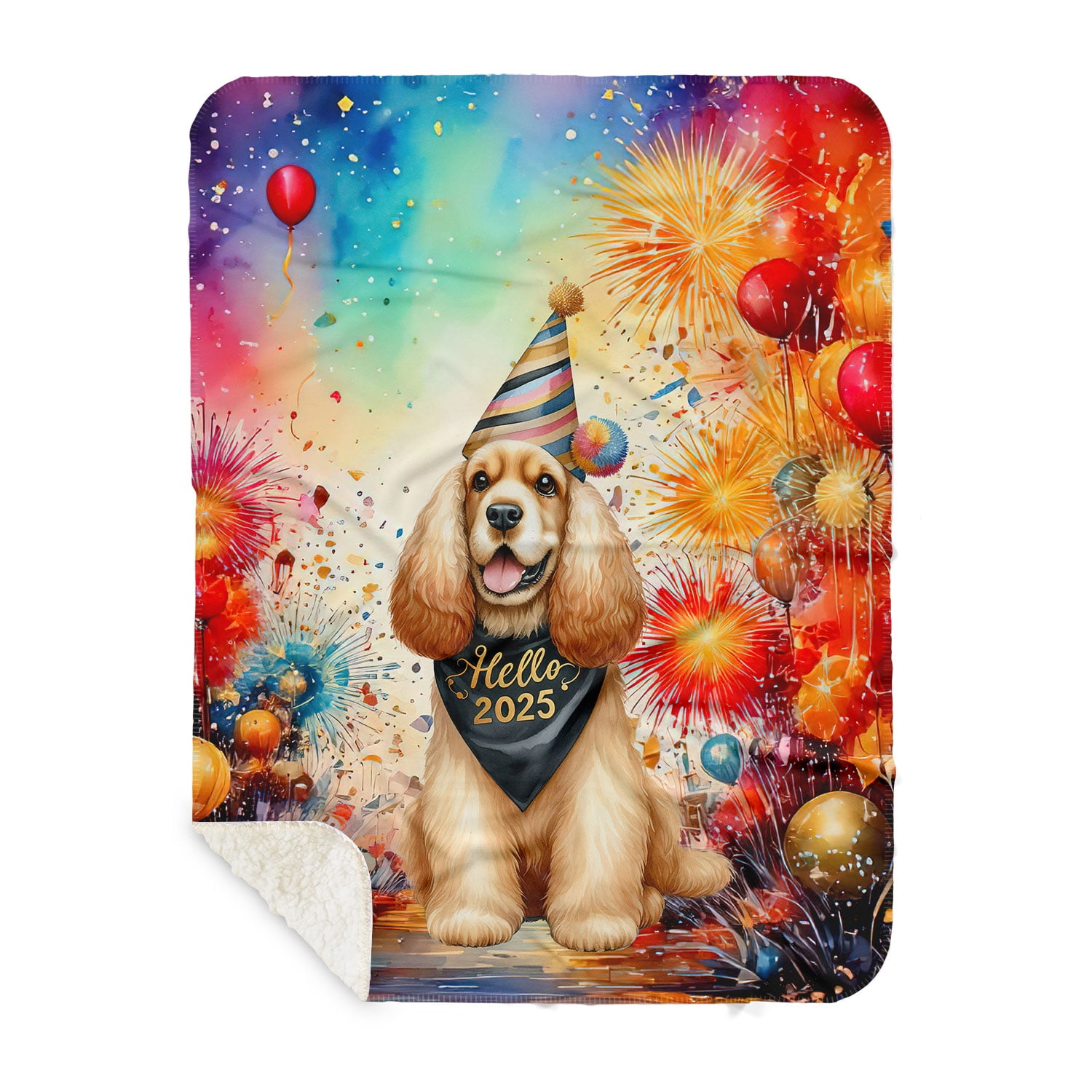 Hello 2025 Cocker Spaniel Celebrates Happy New Year Firework Balloon ...