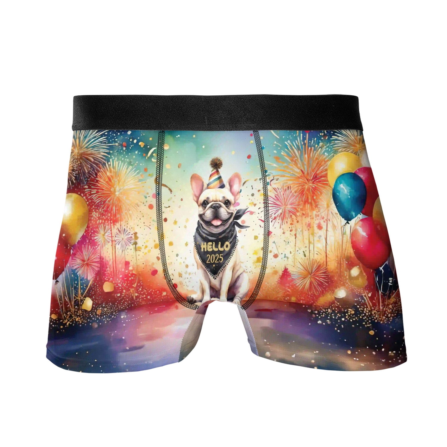 Hello 2025 French Bulldog Celebrates Happy New Year Firework Balloon ...