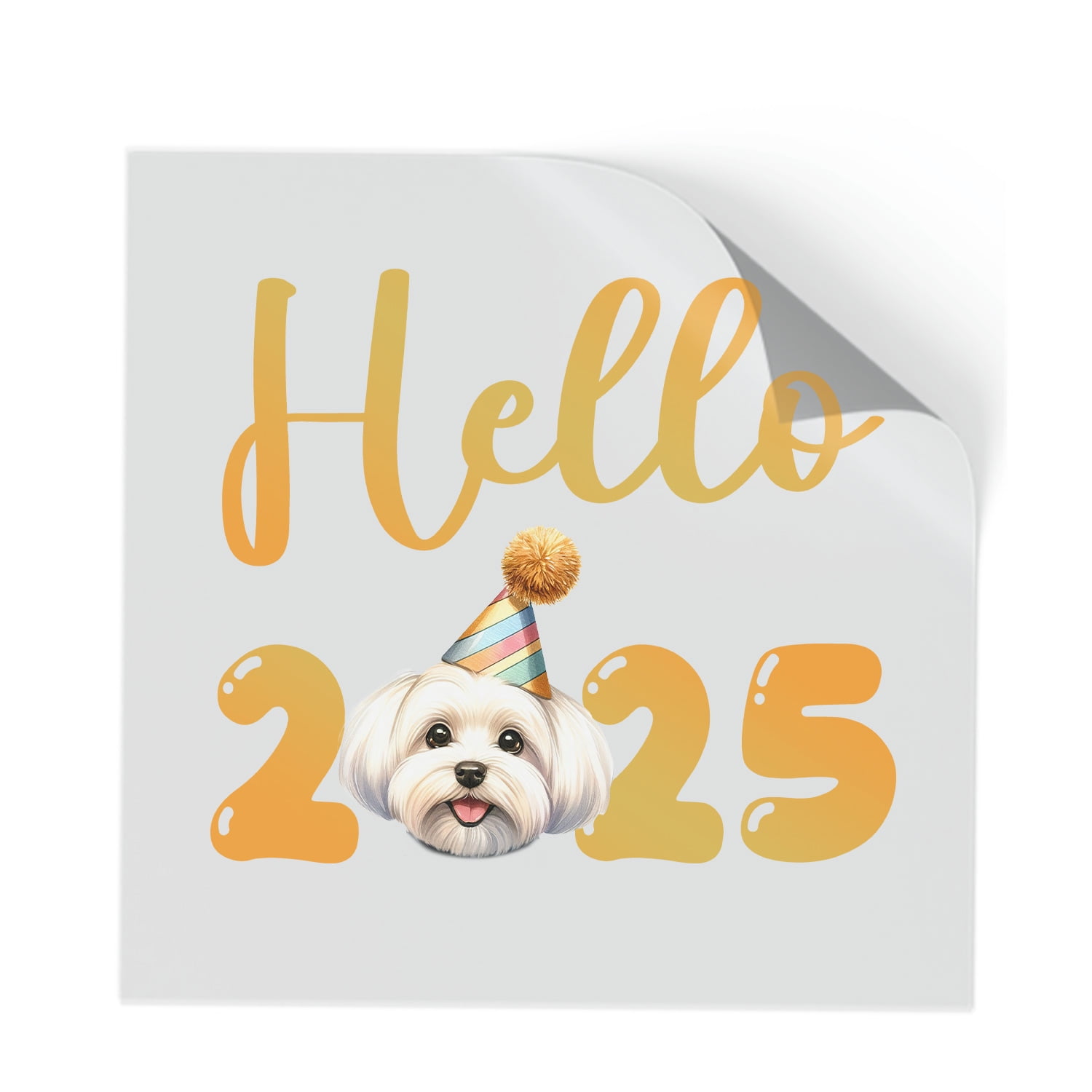 Hello 2025 Maltese Celebrates Happy New Year Firework Balloon Cutout ...