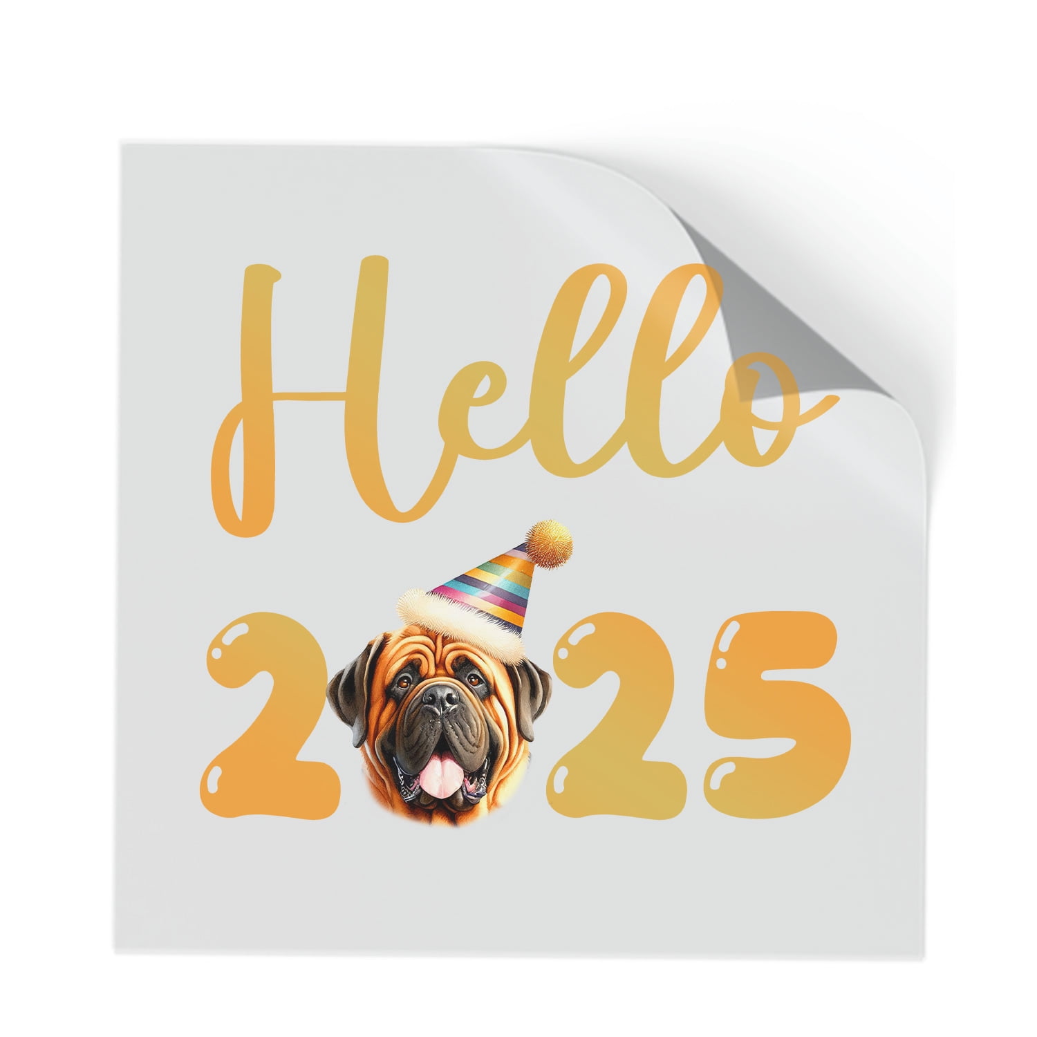 Hello 2025 Mastiff Celebrates Happy New Year Firework Balloon Cutout ...