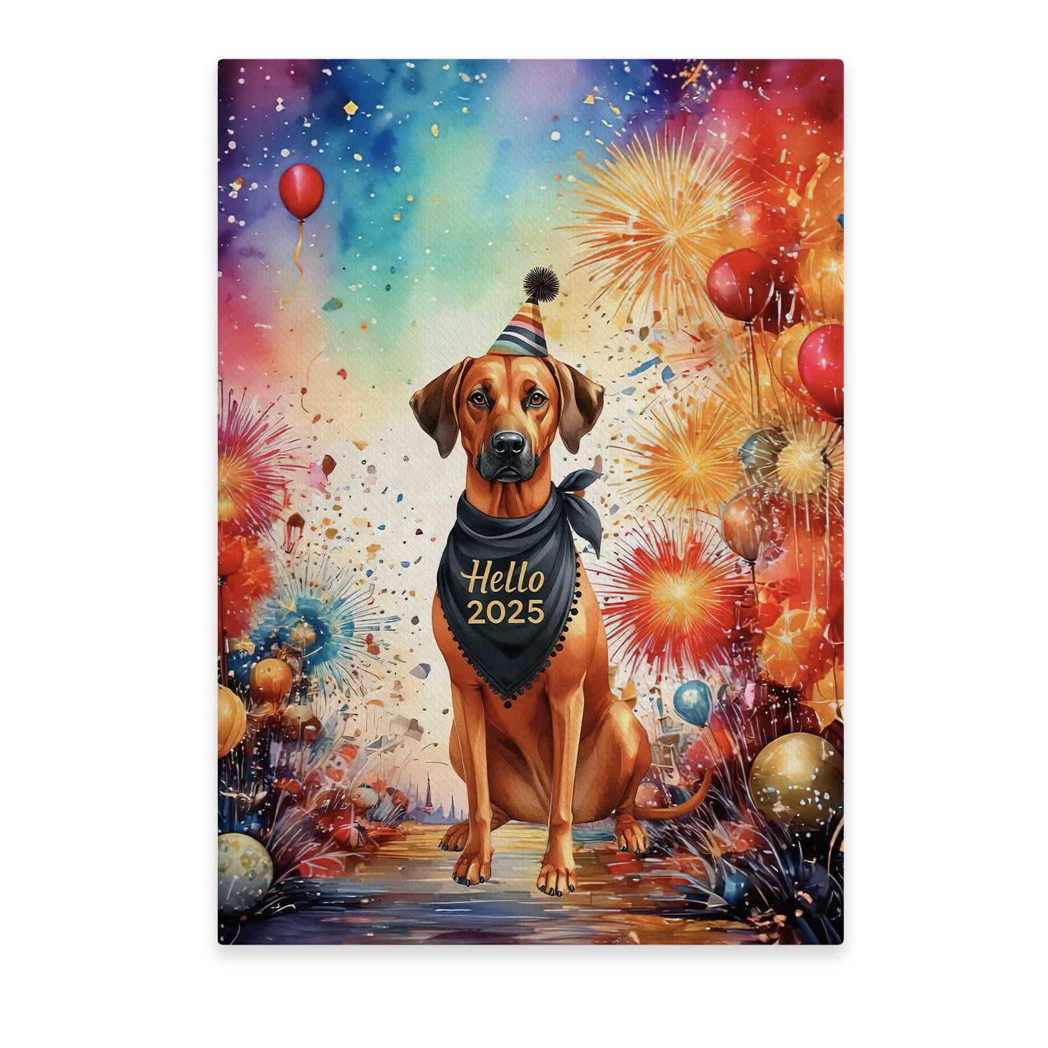 Hello 2025 Rhodesian Ridgeback Celebrates Happy New Year Firework ...