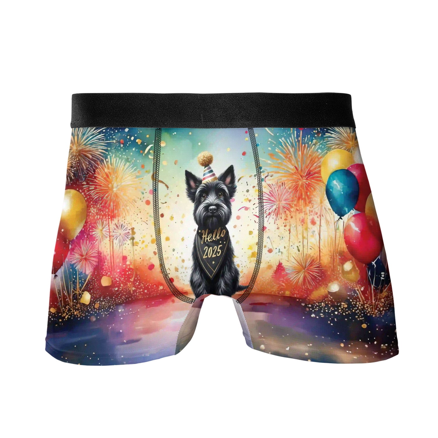 Hello 2025 Scottish Terrier Celebrates Happy New Year Firework Balloon ...