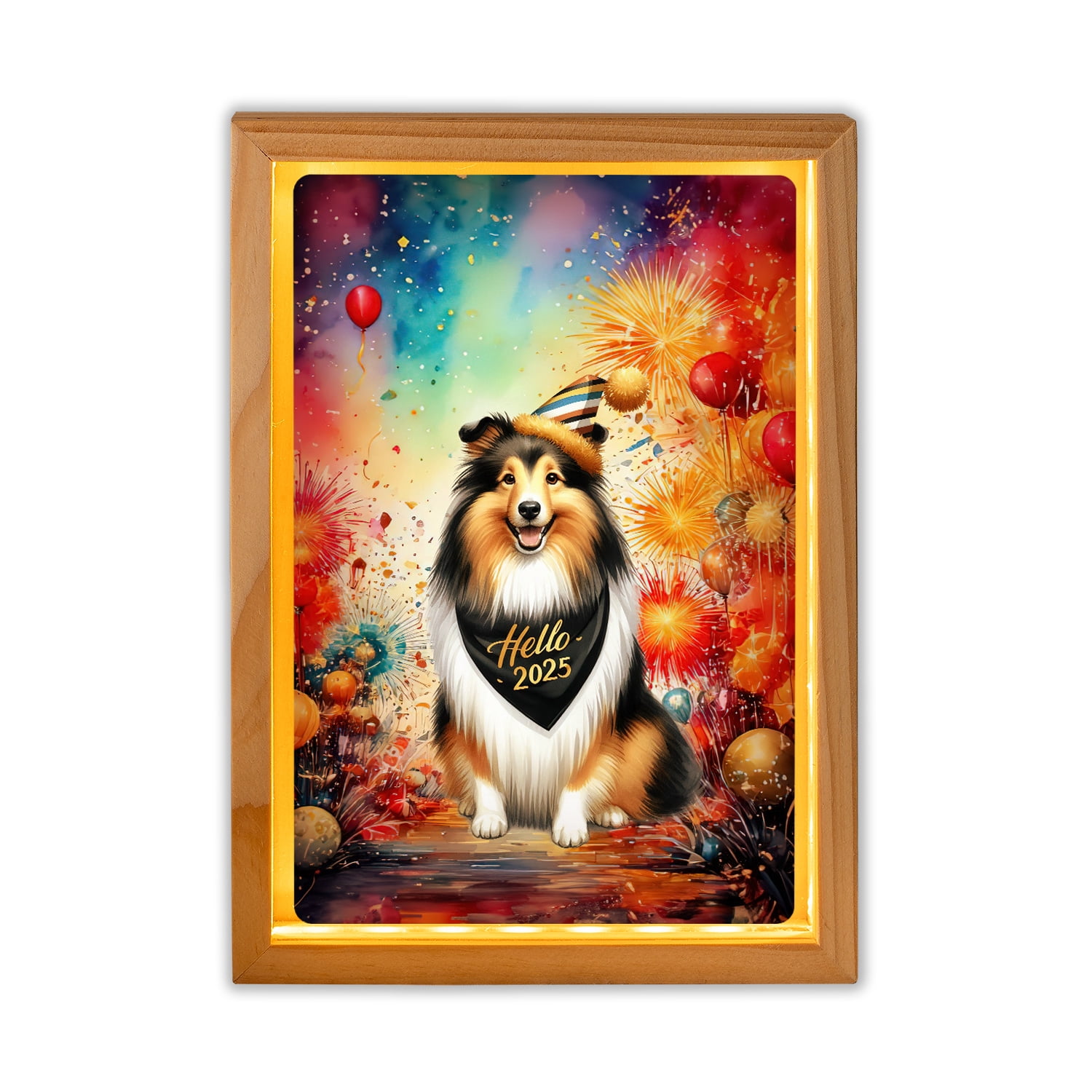 Hello 2025 Shetland Sheepdog Celebrates Happy New Year Firework Balloon ...