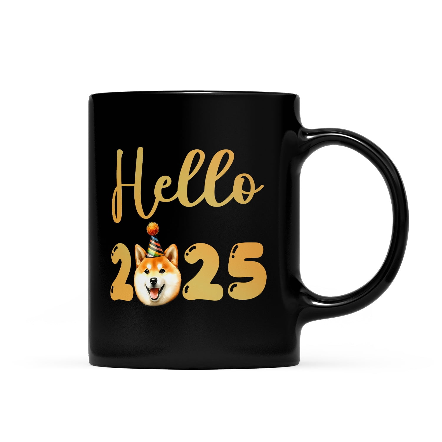 Hello 2025 Shiba Inu Celebrates Happy New Year Firework Balloon Mug ...