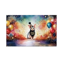 Happy New Year Schnauzer Welcome 2025 Balloon Firework Party Doormat ...