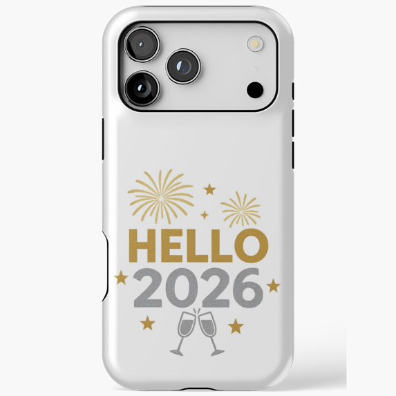 Hello 2026 New Year Fireworks Typo iPhone Case 17 16 15 14 13 12 11 Pro ...