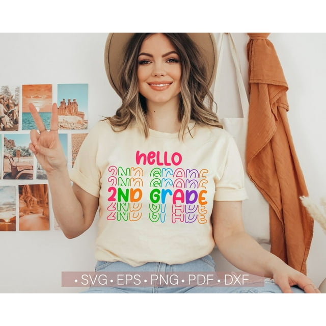 Hello 2Nd Grade Svg, Second Grade Svg Png T Shirt Design Back To School ...