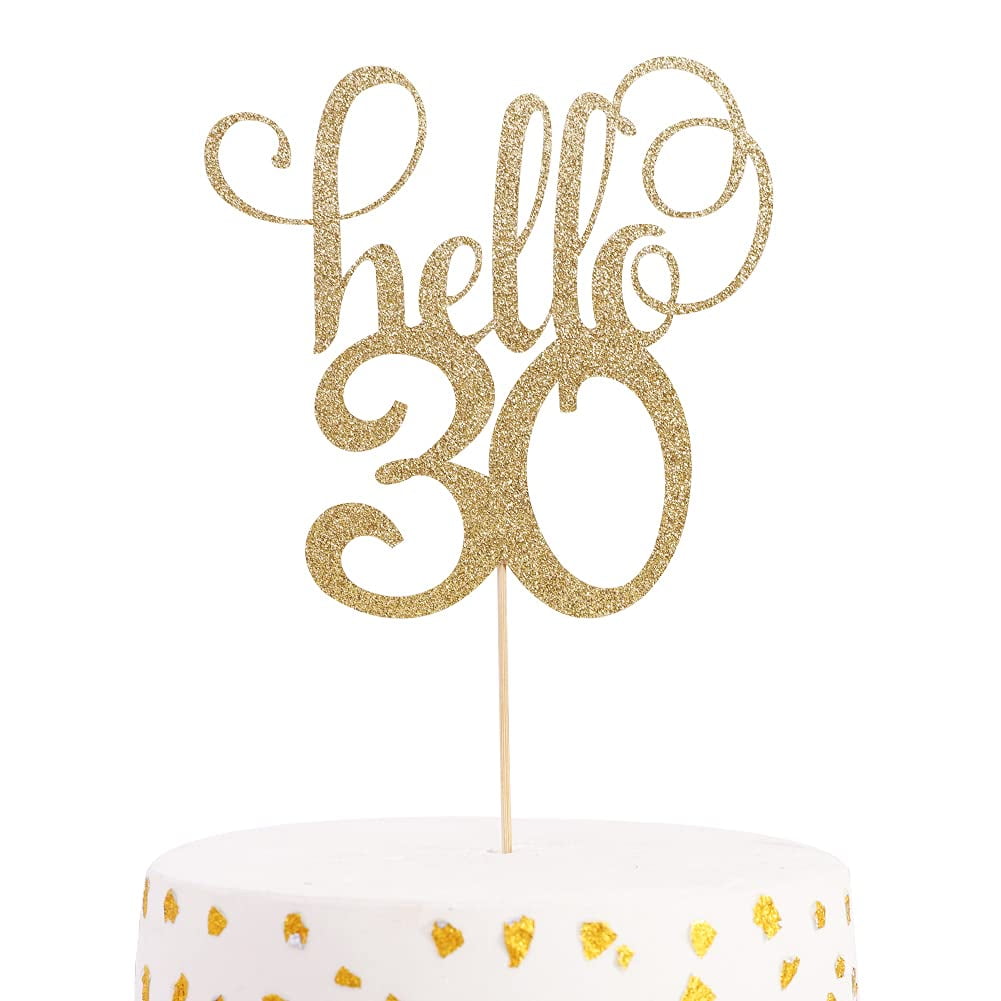 Hello 30 Glitter Cake Topper - RST1 30th Wedding Anniversary Cake ...