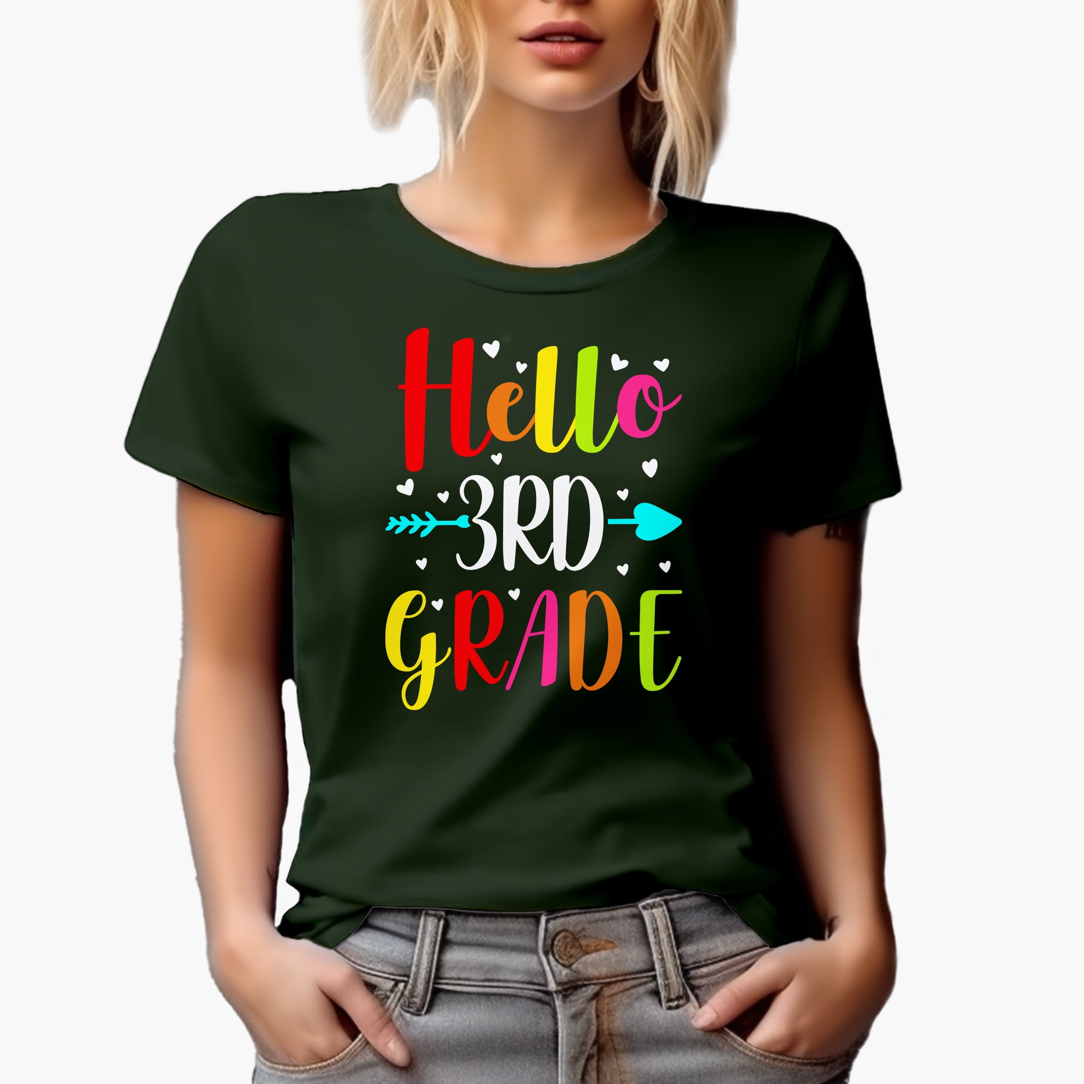 Hello 3rd Grade, Back-To-School, Military Green T-Shirt, 2XL - Walmart.com